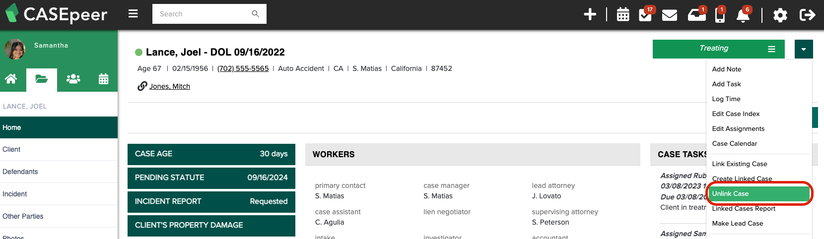 Unlink a Case – CASEpeer