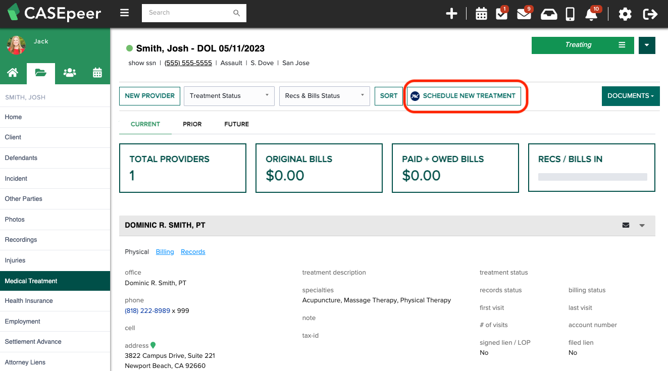 Schedule Treatment with MoveDocs – CASEpeer