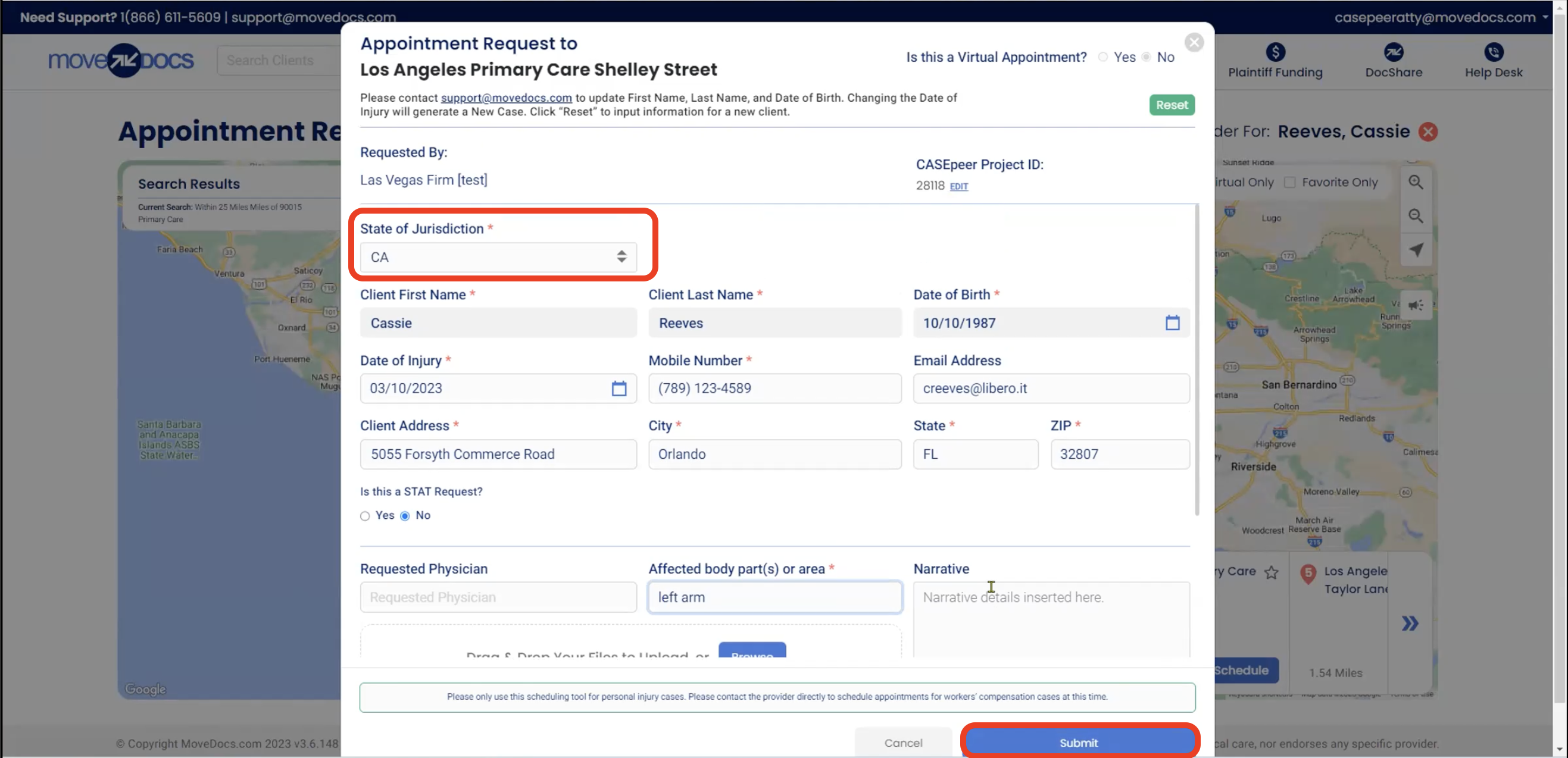 Schedule Treatment with MoveDocs – CASEpeer