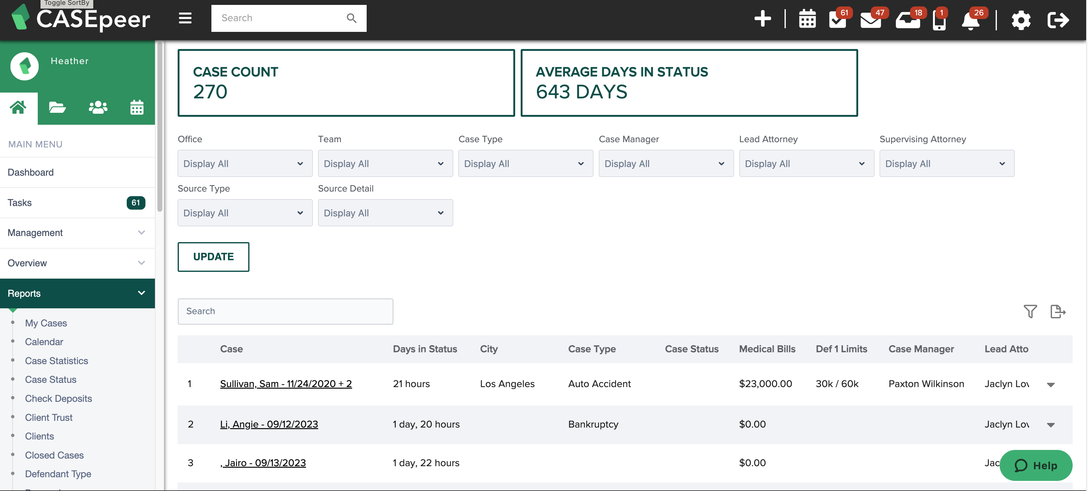 Case Status Report – CASEpeer