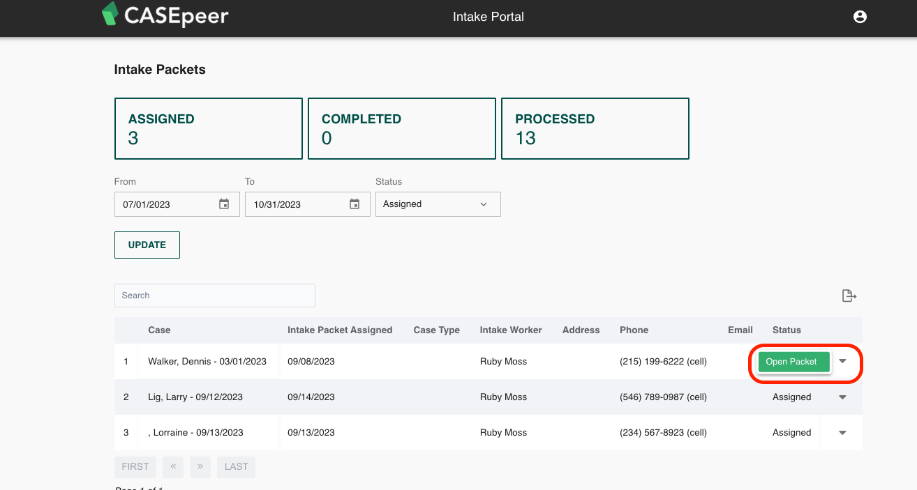 Complete an Intake Packet – CASEpeer