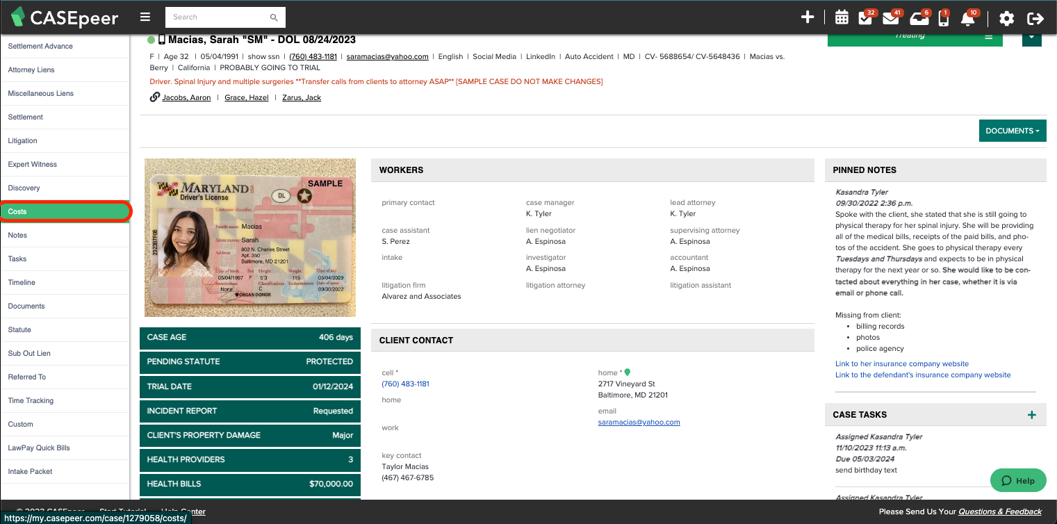 Split Case Costs Across Linked Cases – CASEpeer
