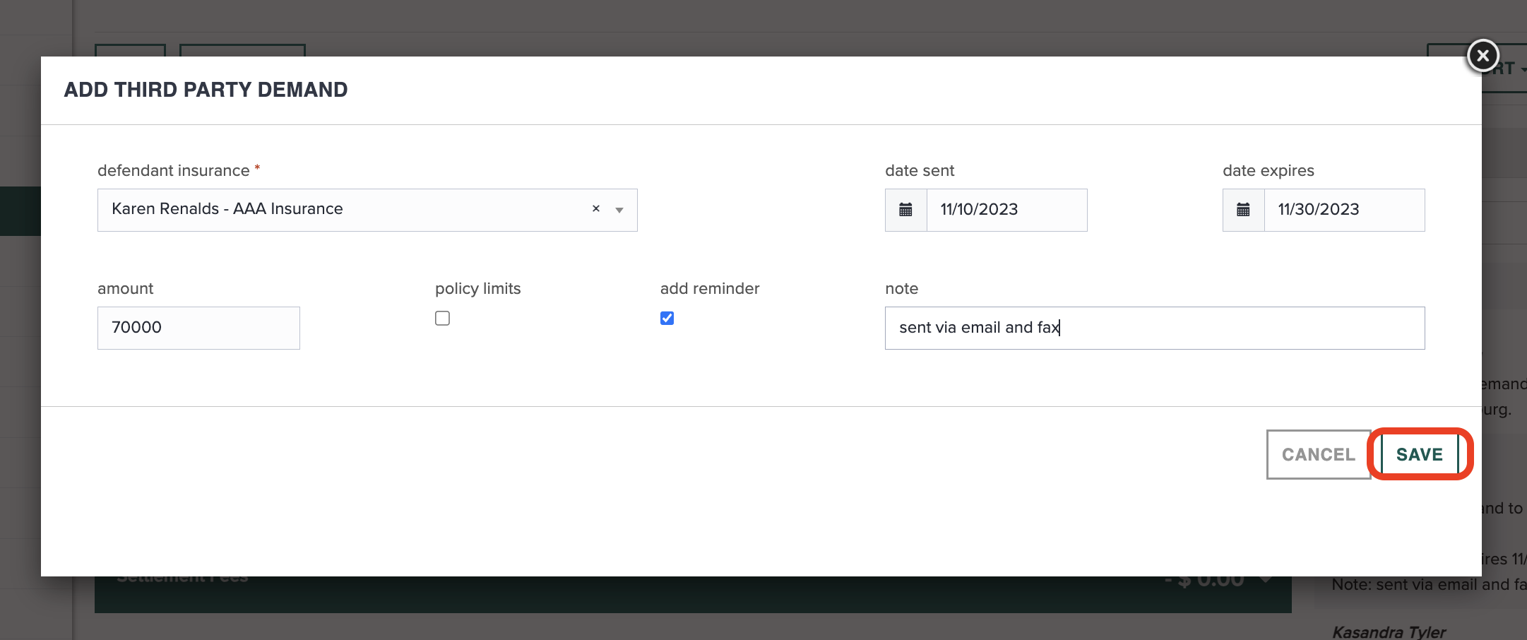 Add a Third Party Demand – CASEpeer