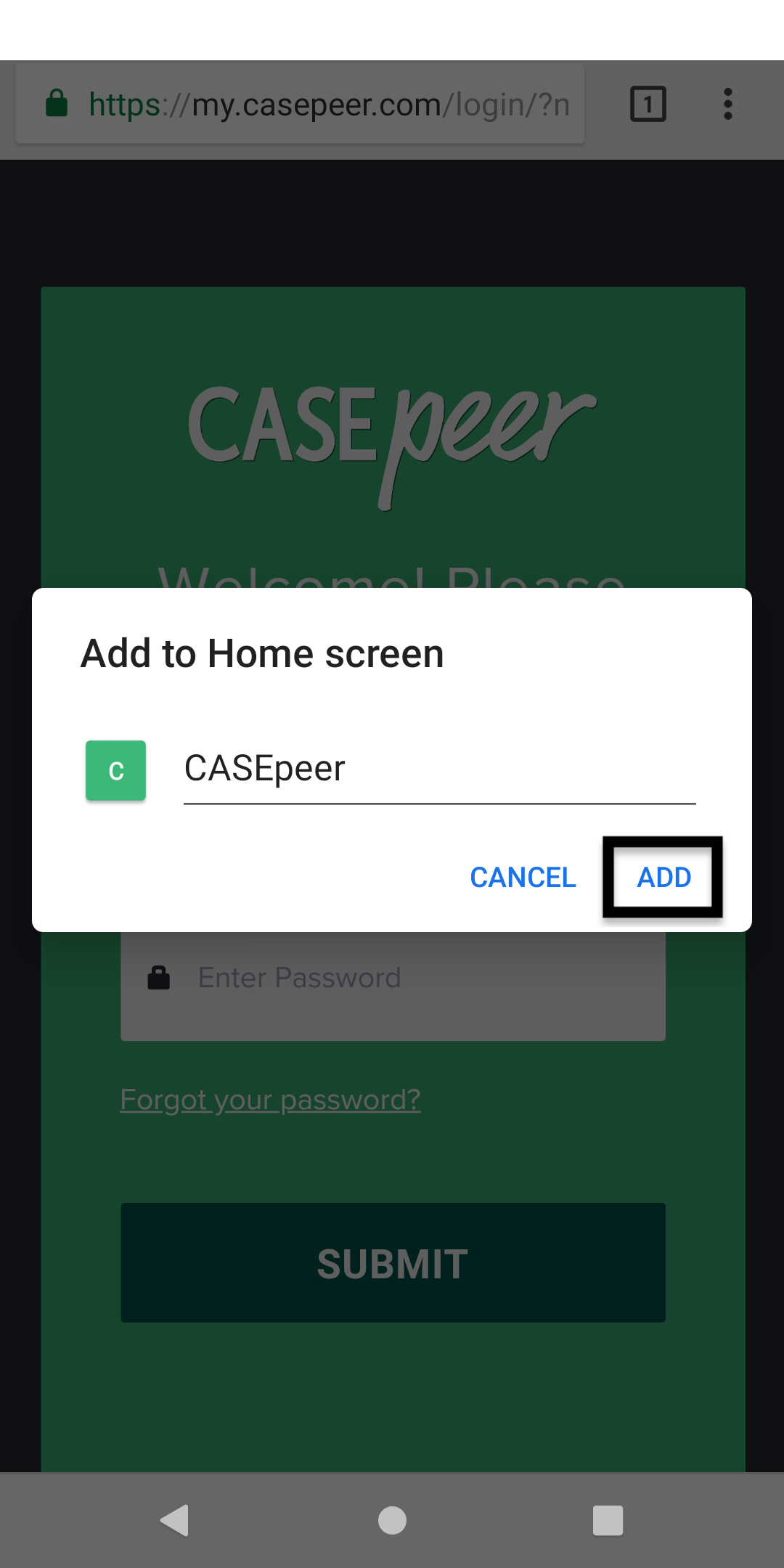 Save CASEpeer to the Home Screen of an Android – CASEpeer
