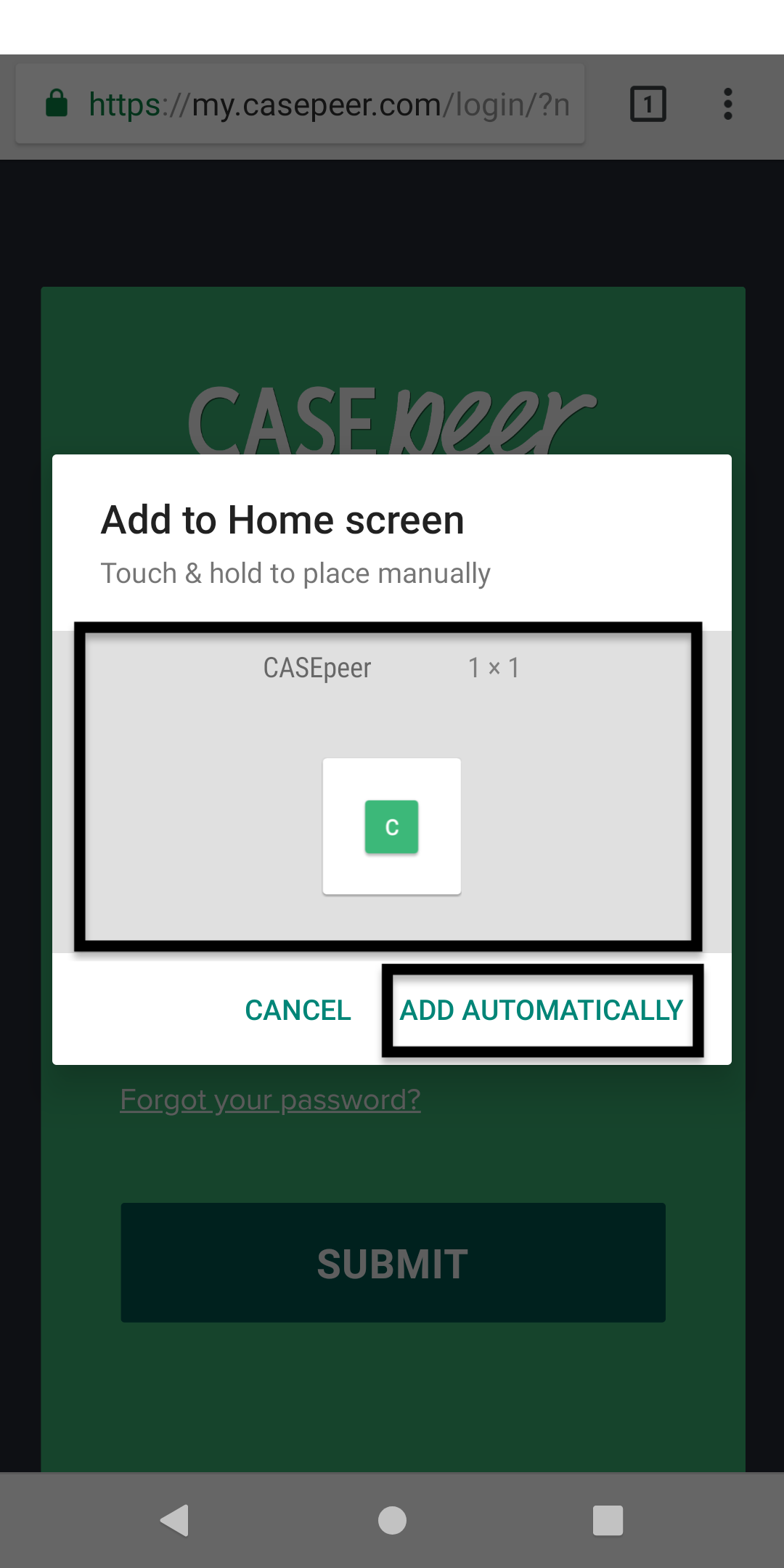 Save CASEpeer to the Home Screen of an Android – CASEpeer