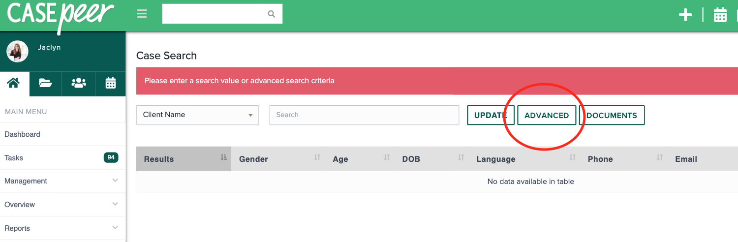 Advanced Case Search – CASEpeer