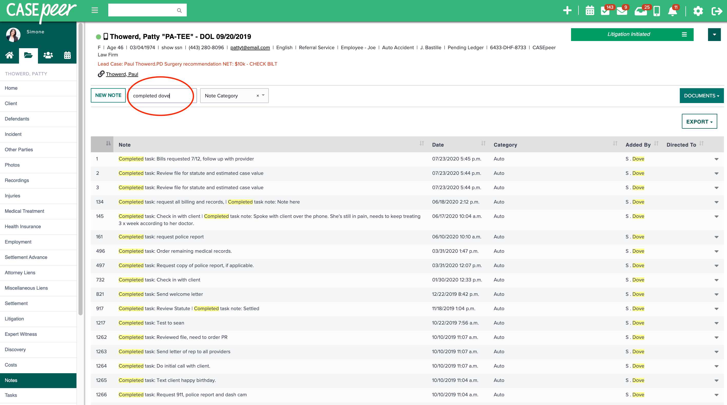View Completed Tasks – CASEpeer