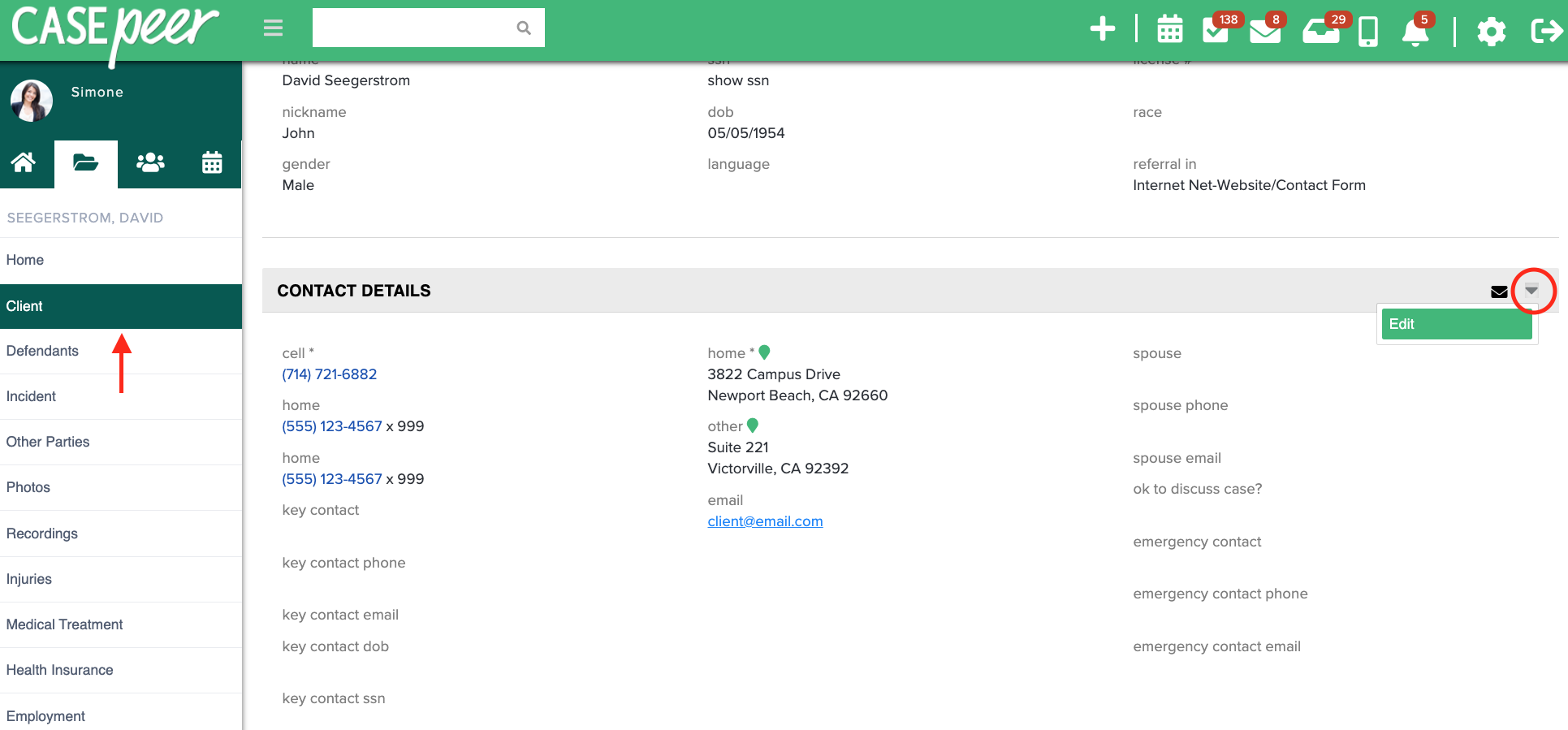 Add a Key Contact to a Client – CASEpeer