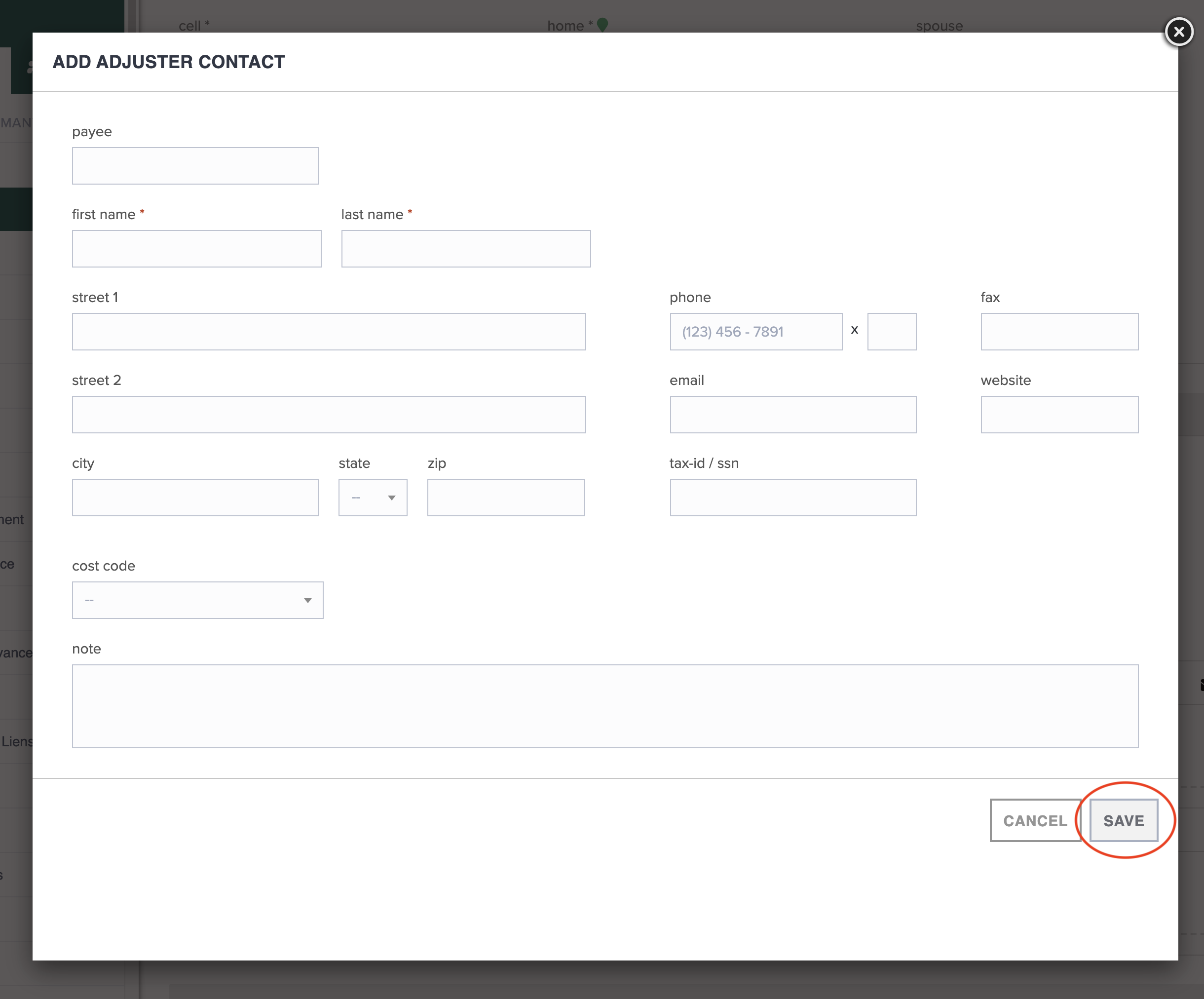 Add a UM or UIM Adjuster – CASEpeer