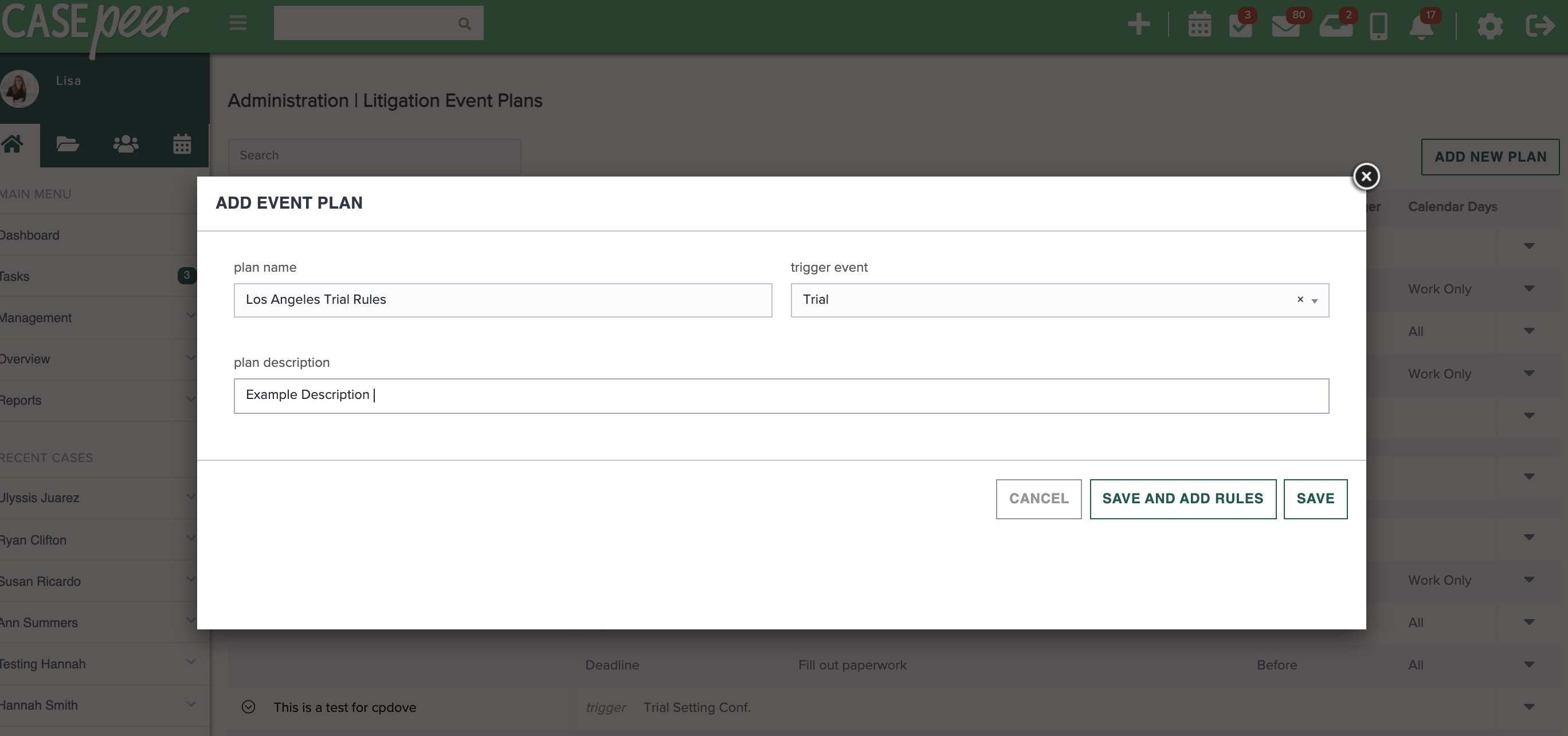 Create a Litigation Event Plan – CASEpeer