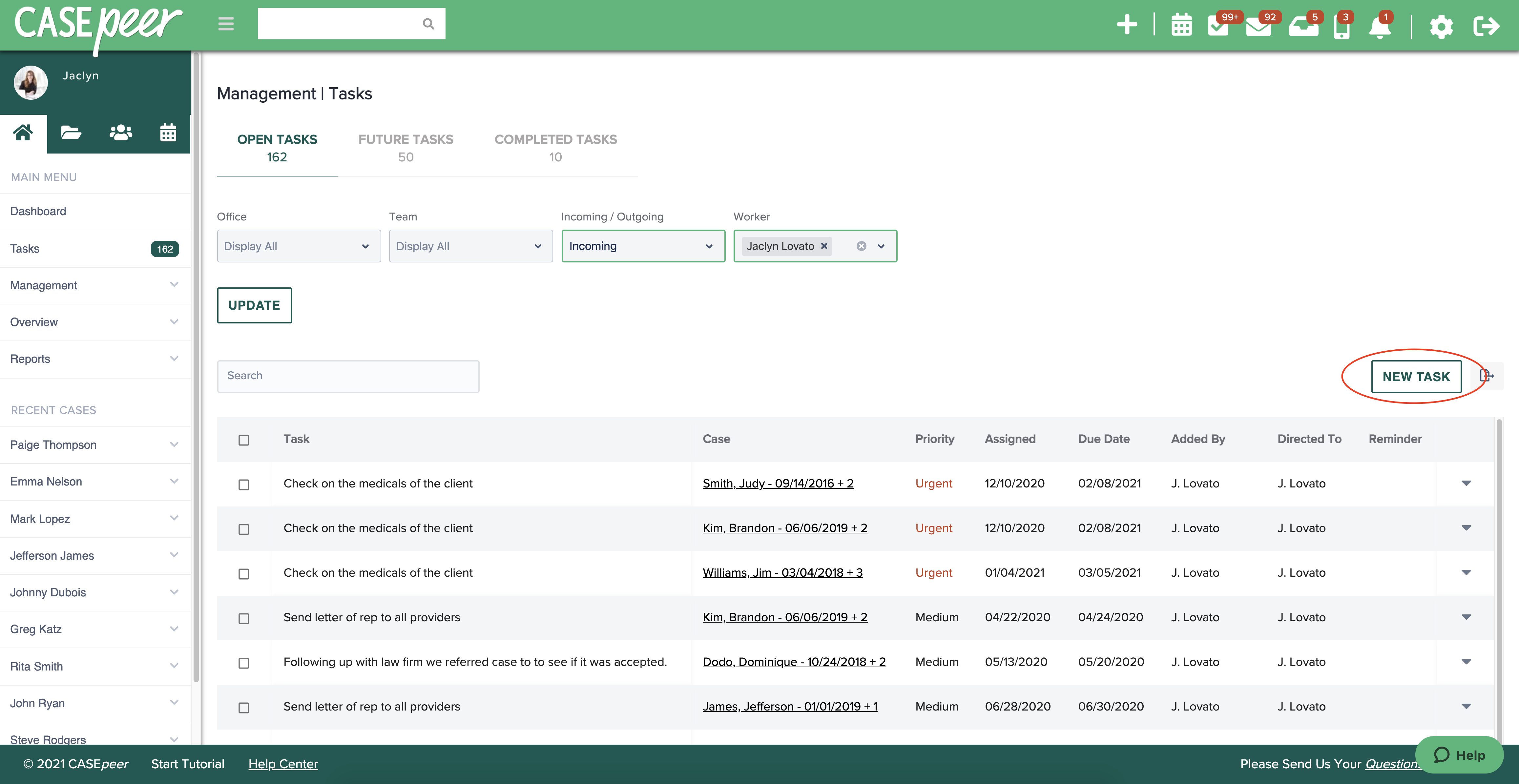 Add a Non Case Related Task – CASEpeer