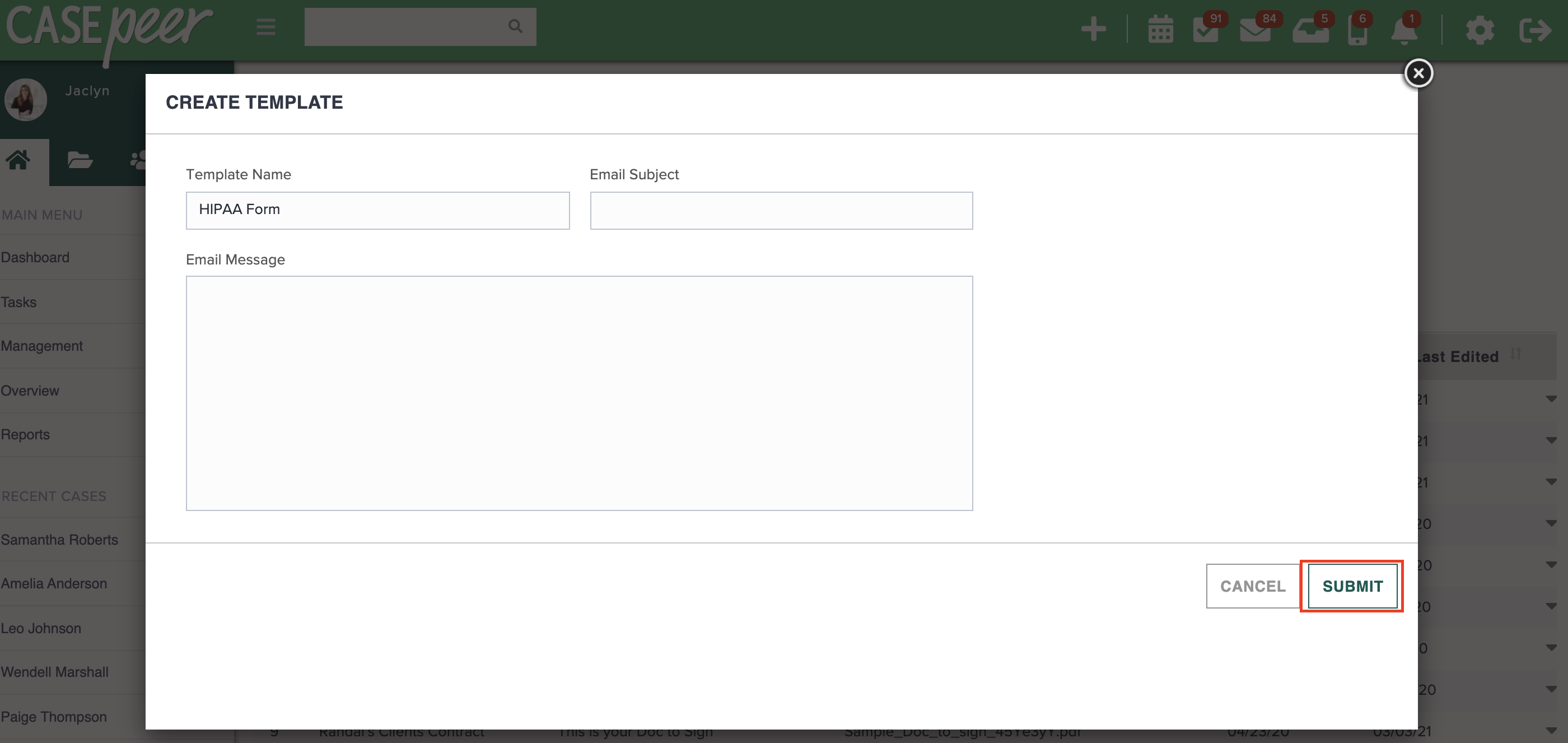 Create an E-Signature Template – CASEpeer