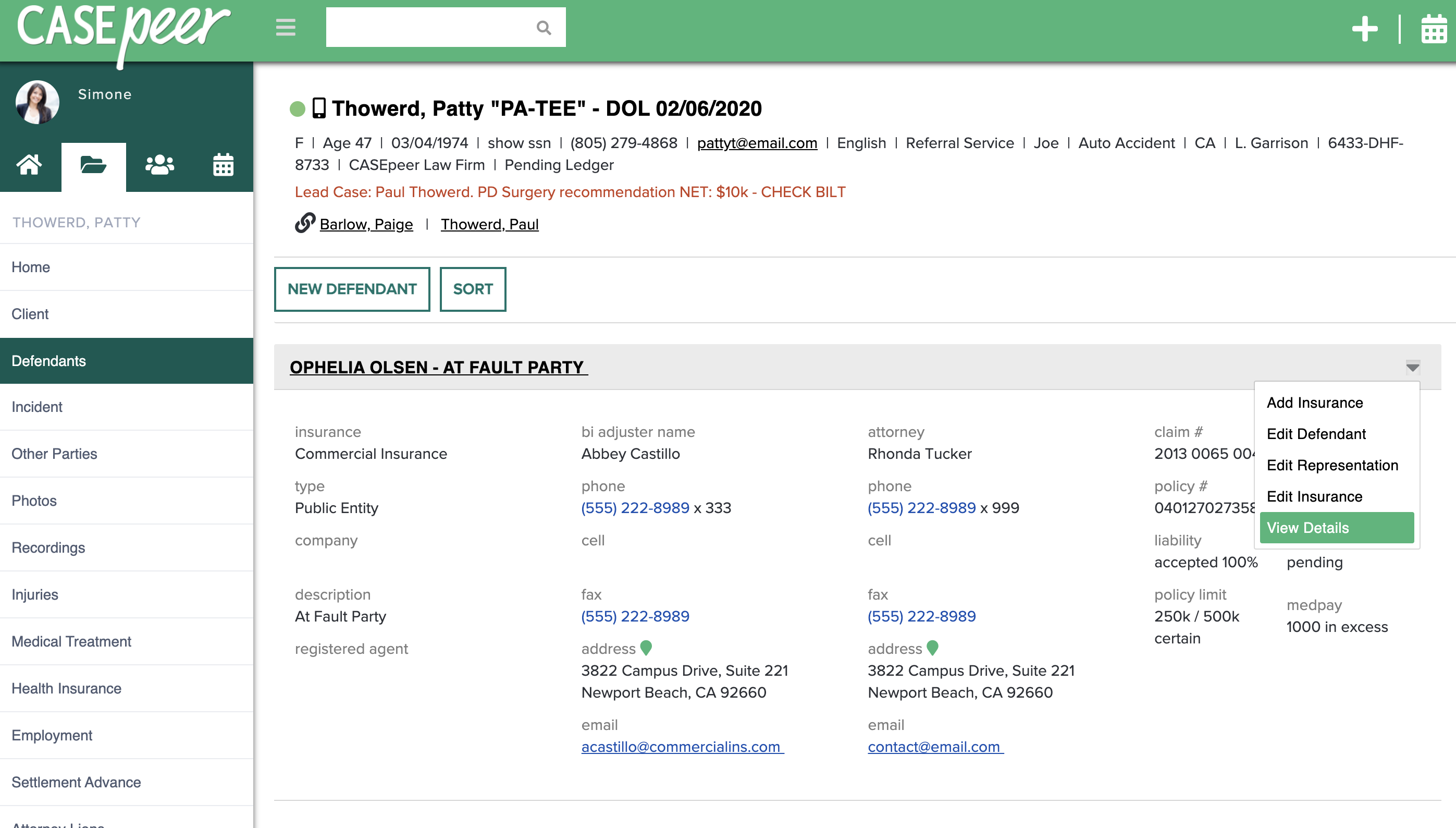 View All Defendant Details – CASEpeer