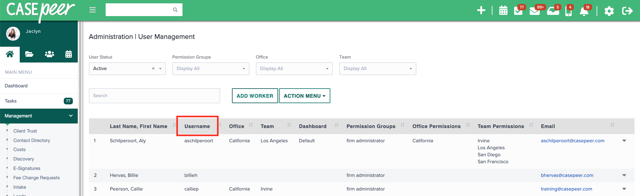 Locate a User's Username – CASEpeer