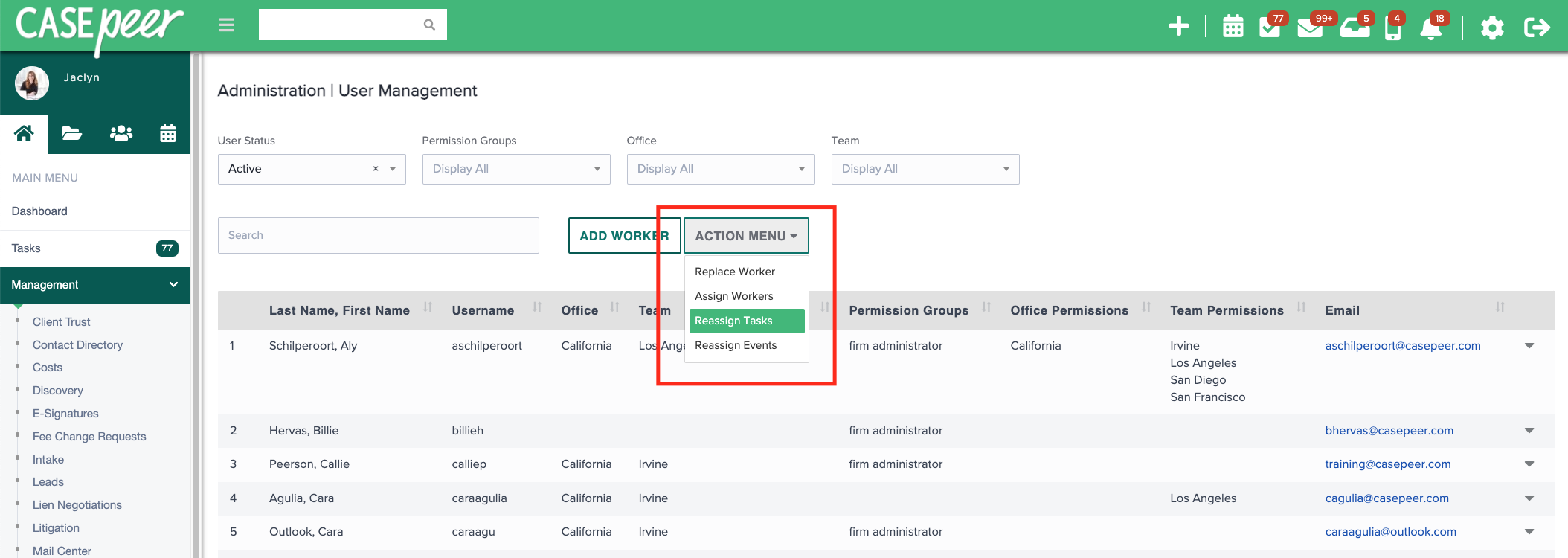 Mass Re-Assign Tasks – CASEpeer