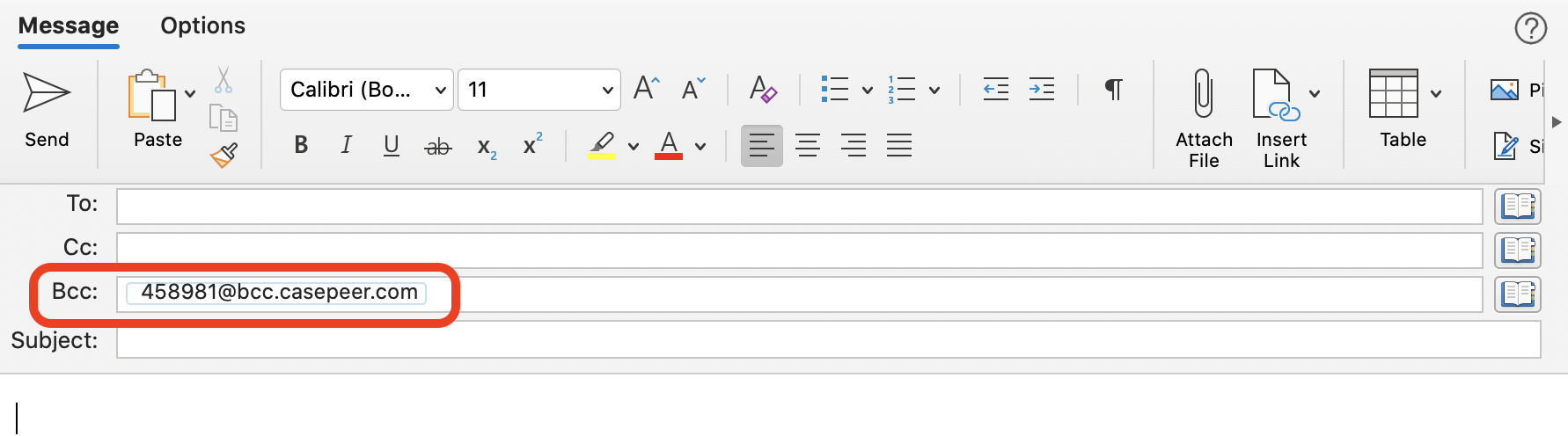 Send an Email with the Outlook Add-in – CASEpeer