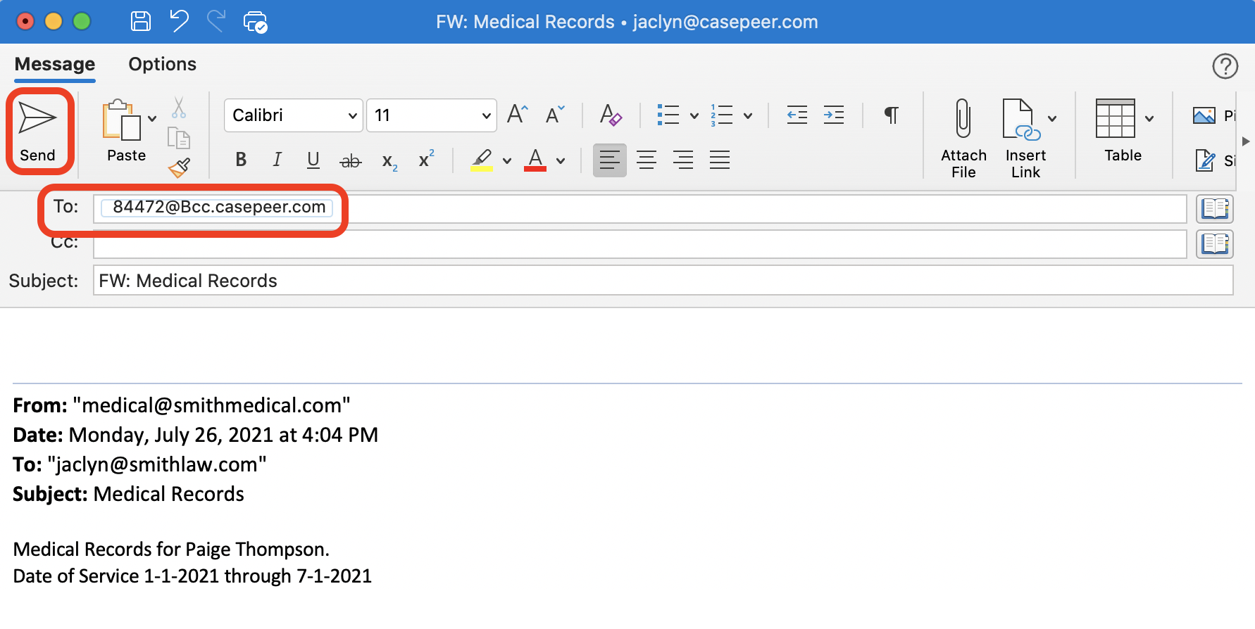 Log an Email with the Outlook Add-in – CASEpeer
