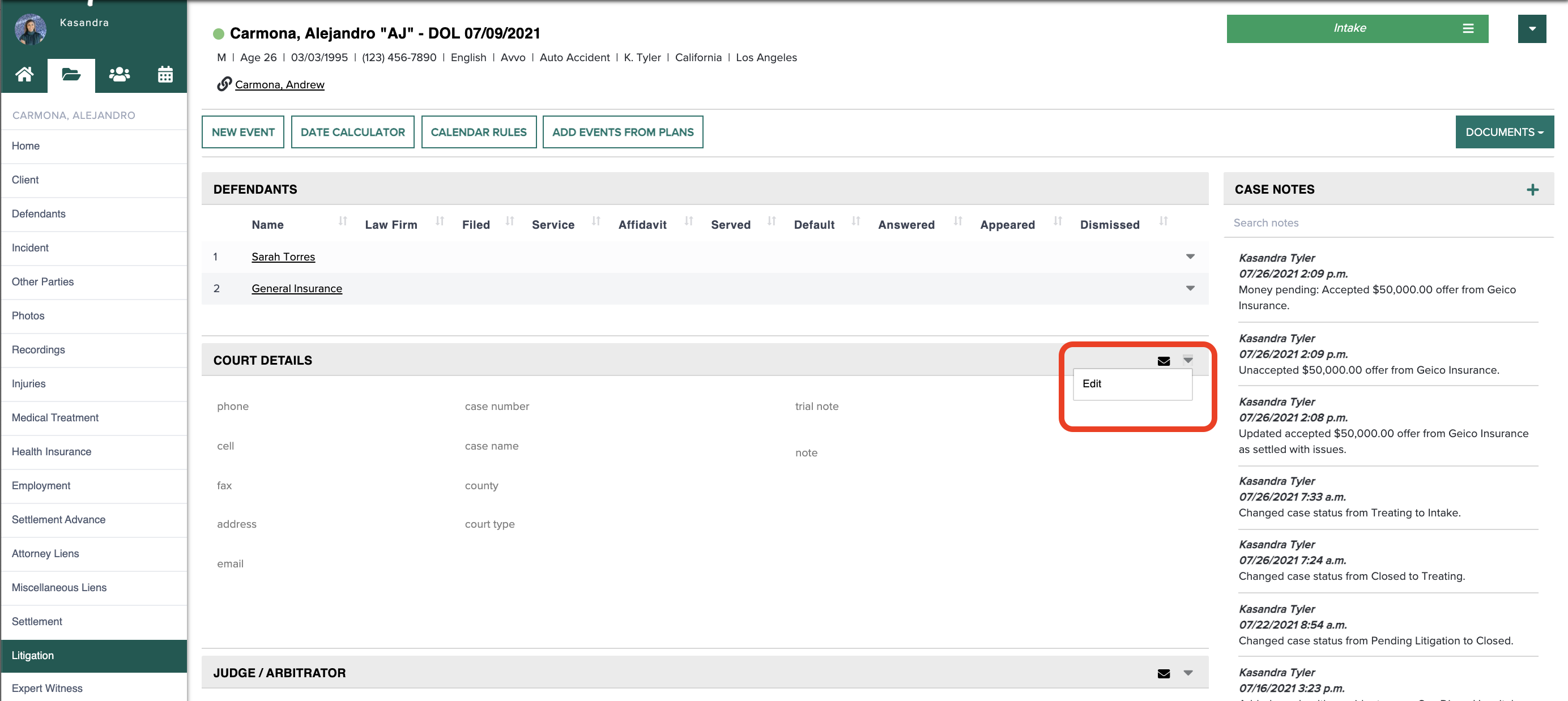 Add a Court to a Case – CASEpeer
