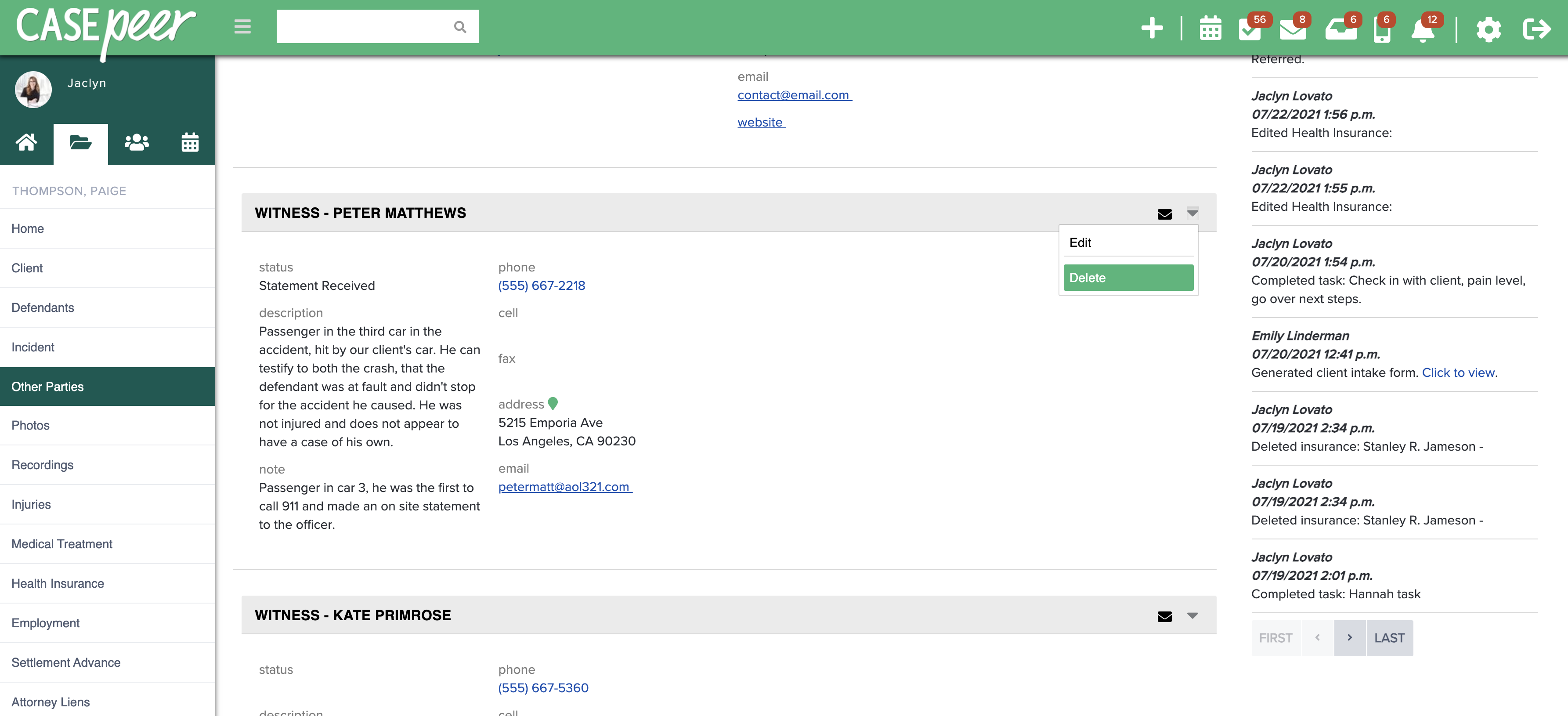 Delete a Witness – CASEpeer