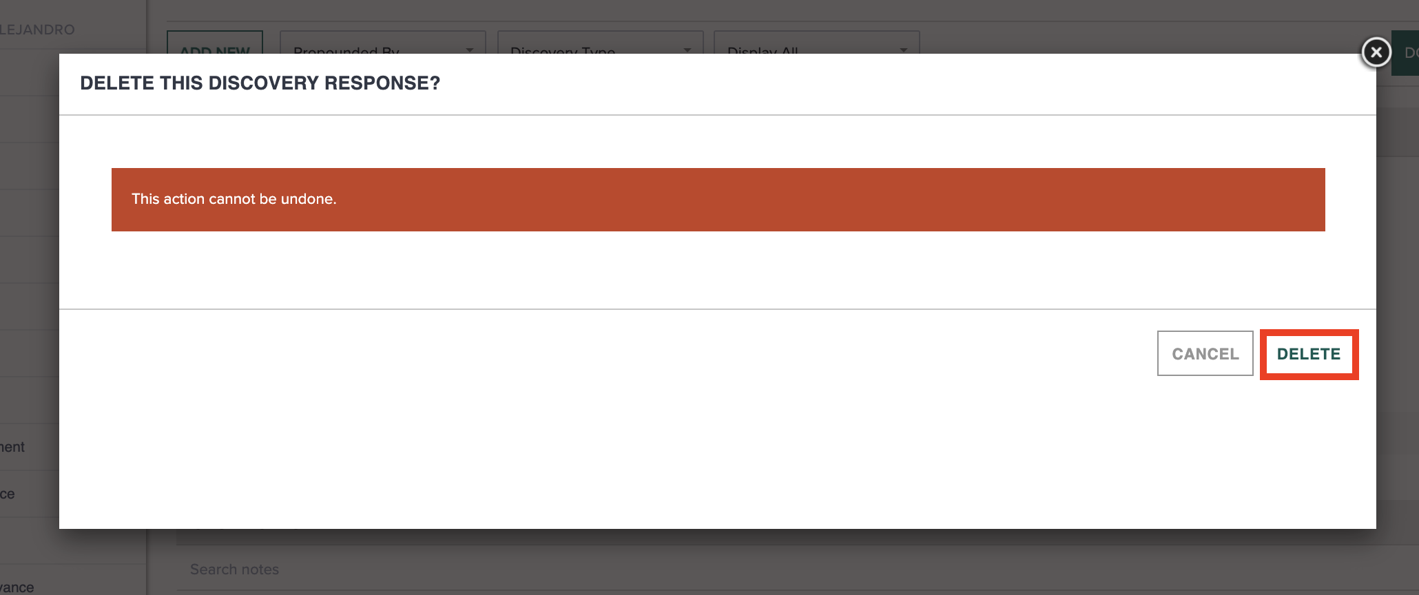 Delete a Discovery Response – CASEpeer