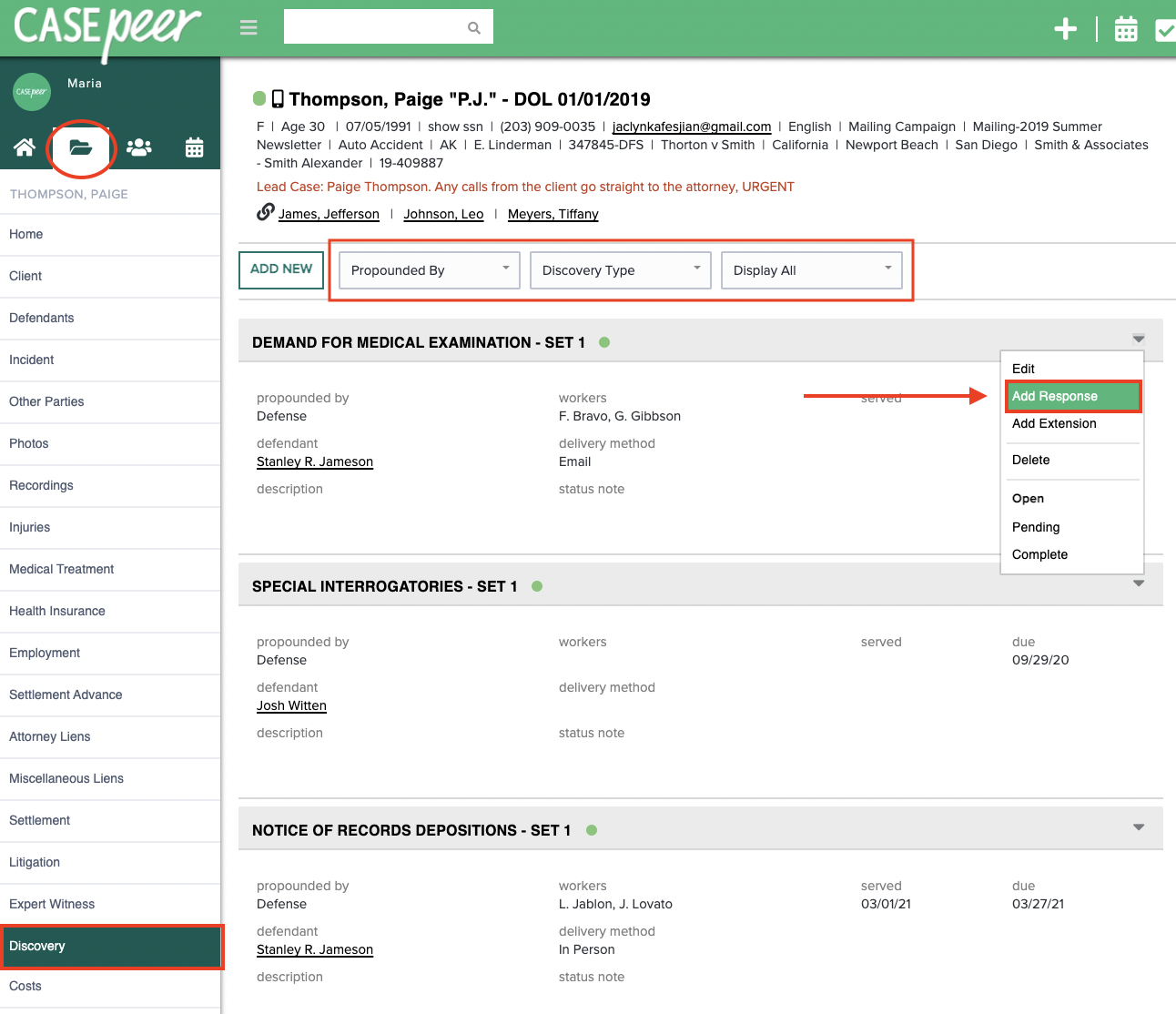 Add a Discovery Response – CASEpeer