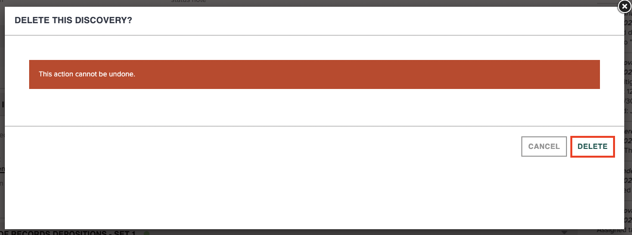 Delete a Request for Discovery – CASEpeer