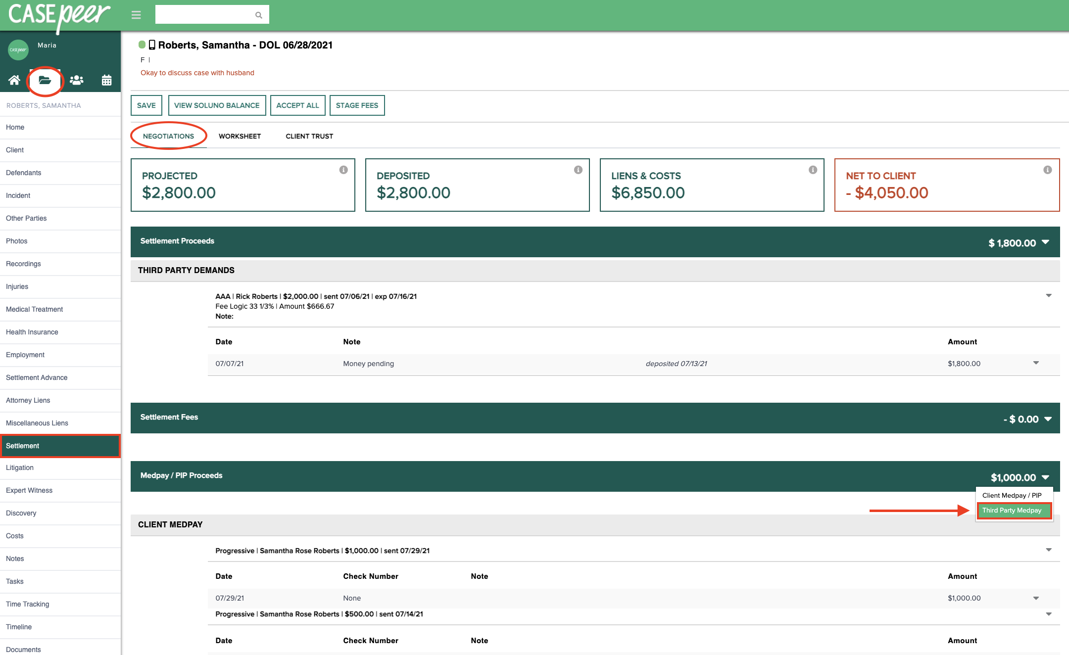 Add a Third Party Medpay Request – CASEpeer