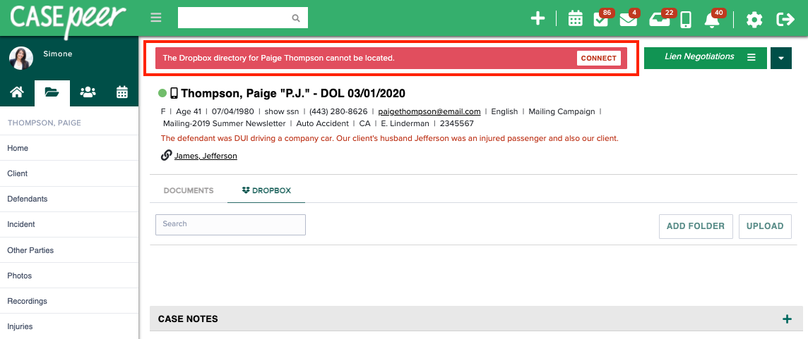 Connect Case With Existing Dropbox Folder Casepeer