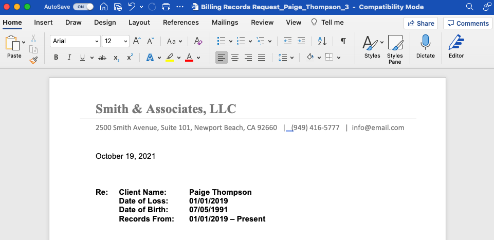 Generate Template Documents or Letters in a Case – CASEpeer