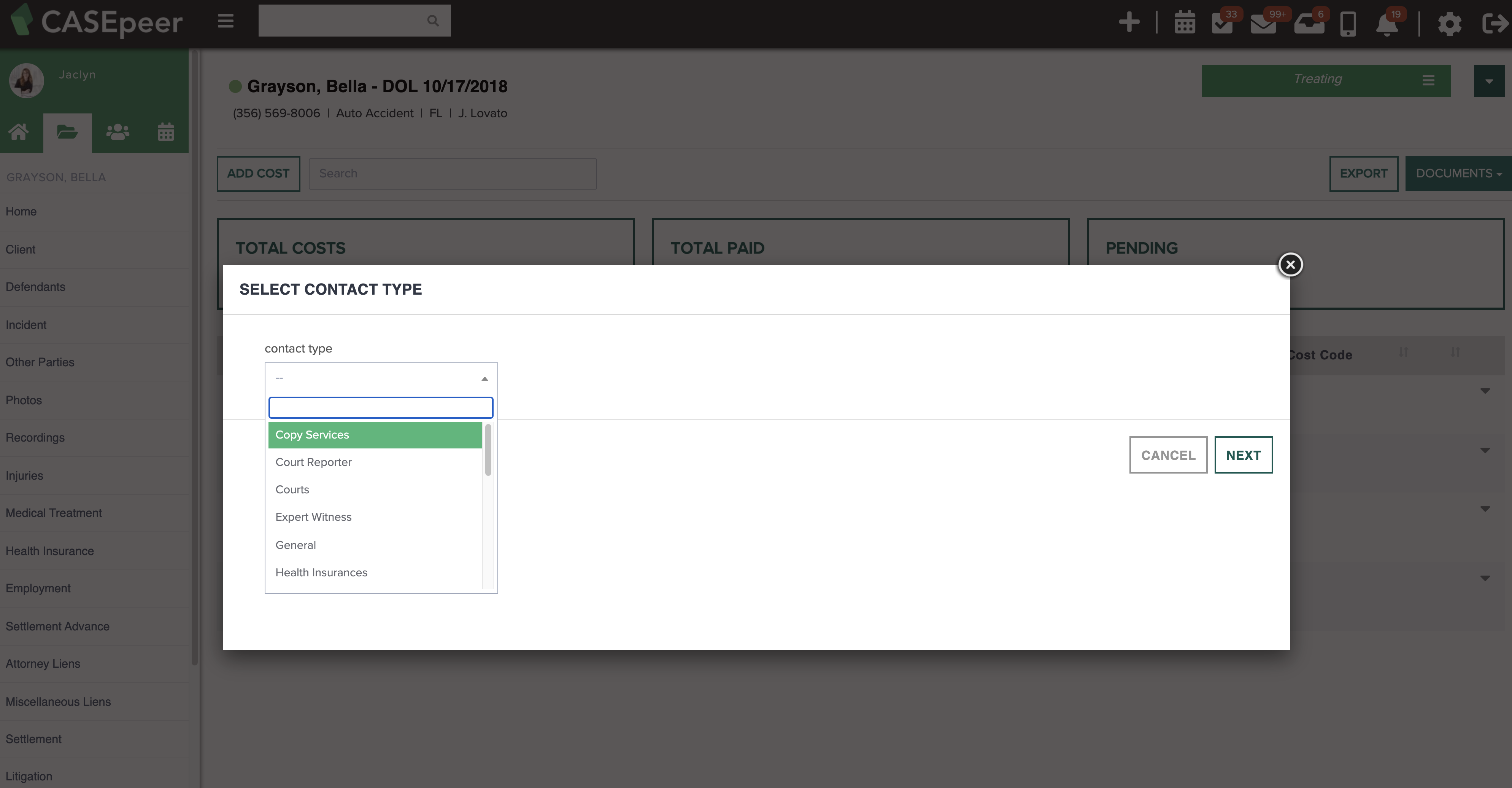 Add a Cost – CASEpeer