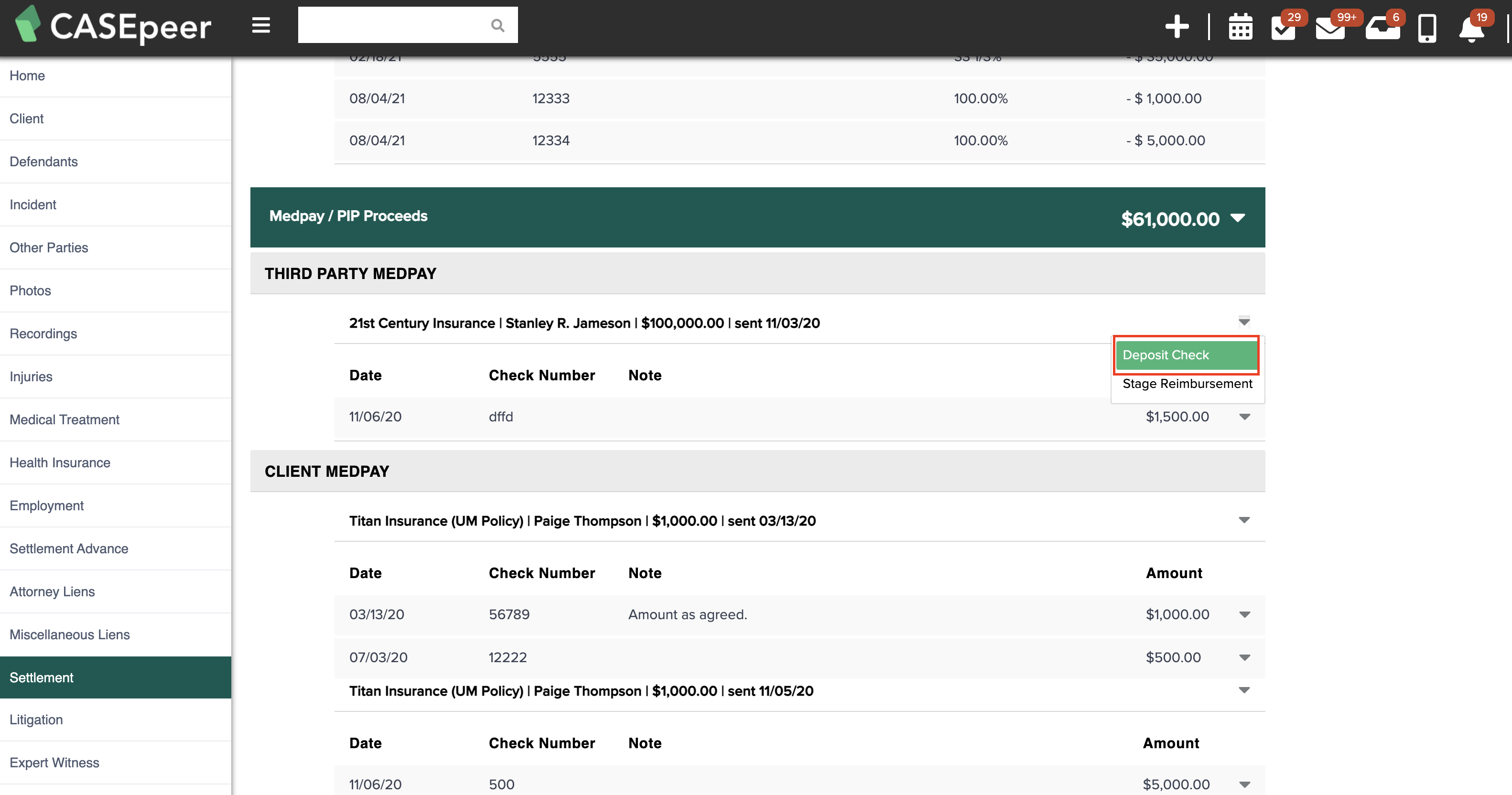 Deposit a Medpay Check – CASEpeer