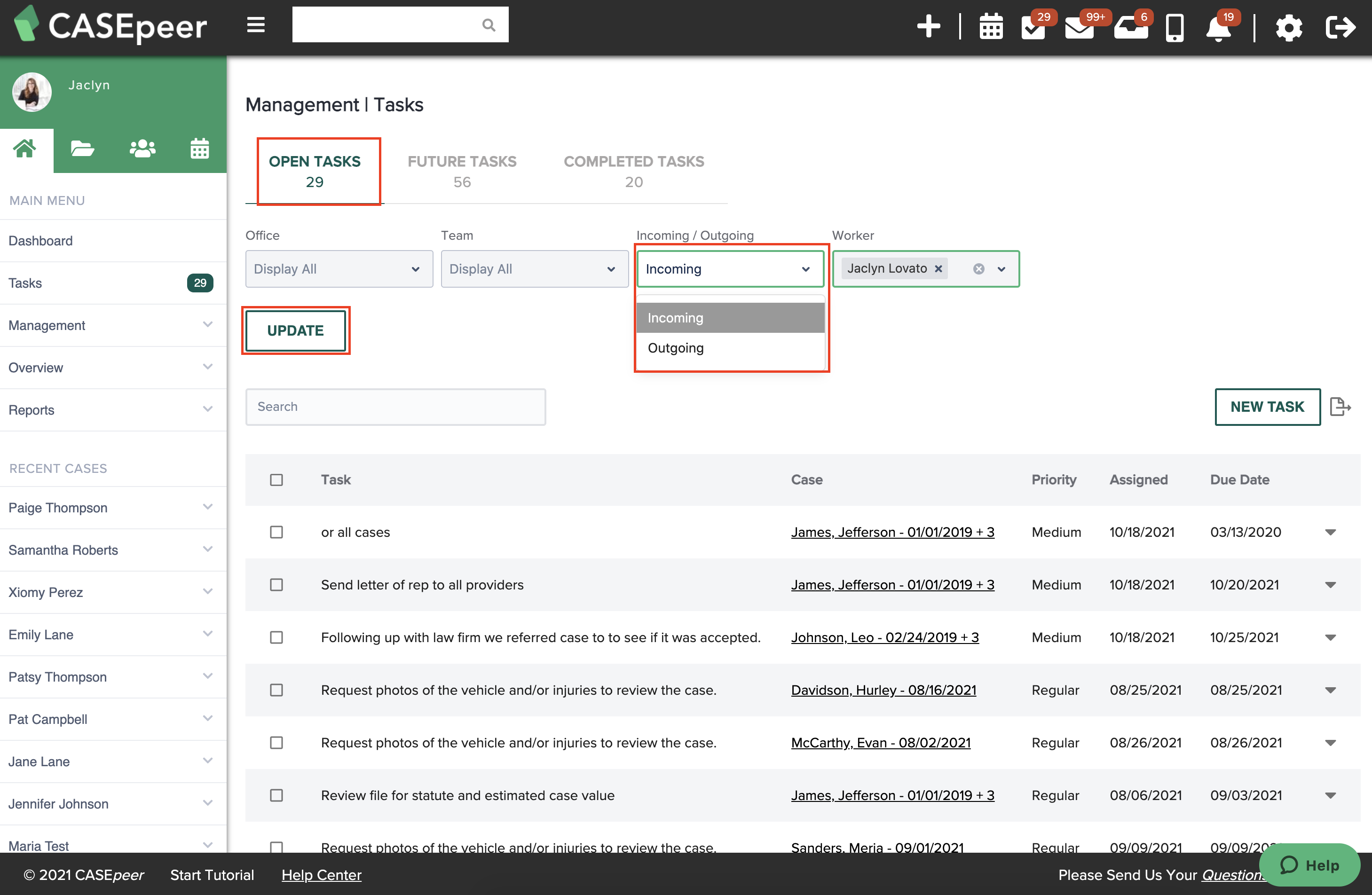 View Firm-Wide Tasks – CASEpeer