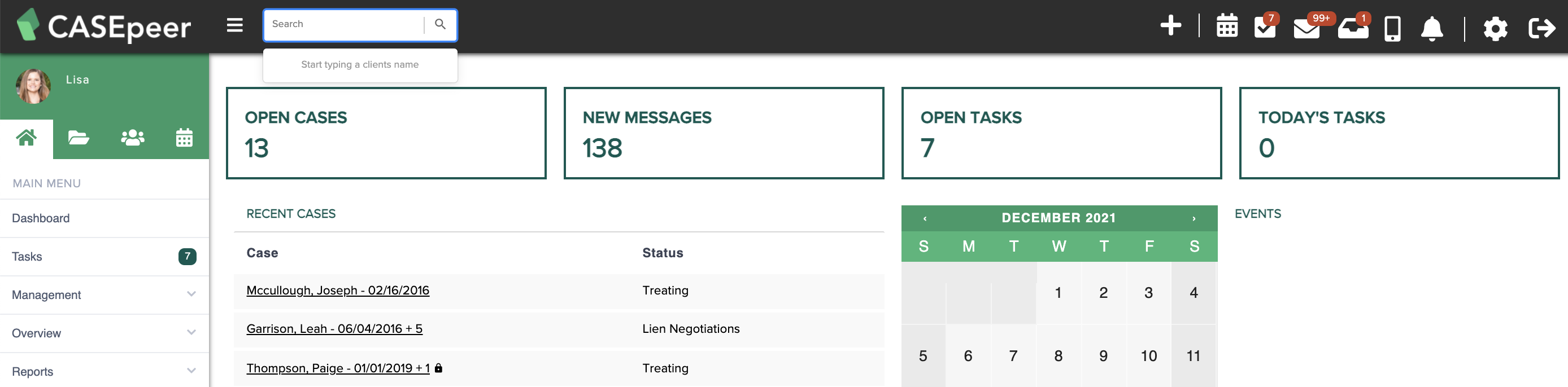 Standard Case Search – CASEpeer
