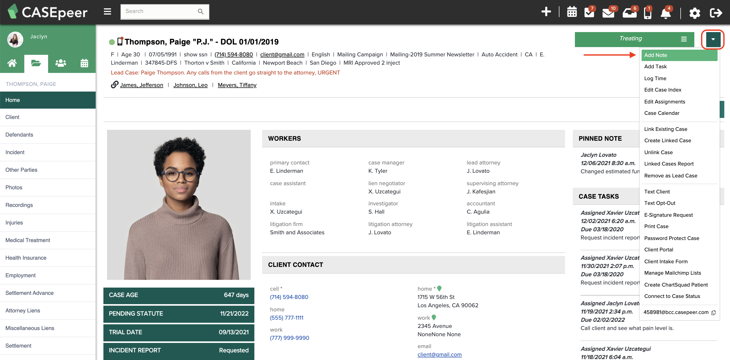 Add a Note in CASEpeer – CASEpeer