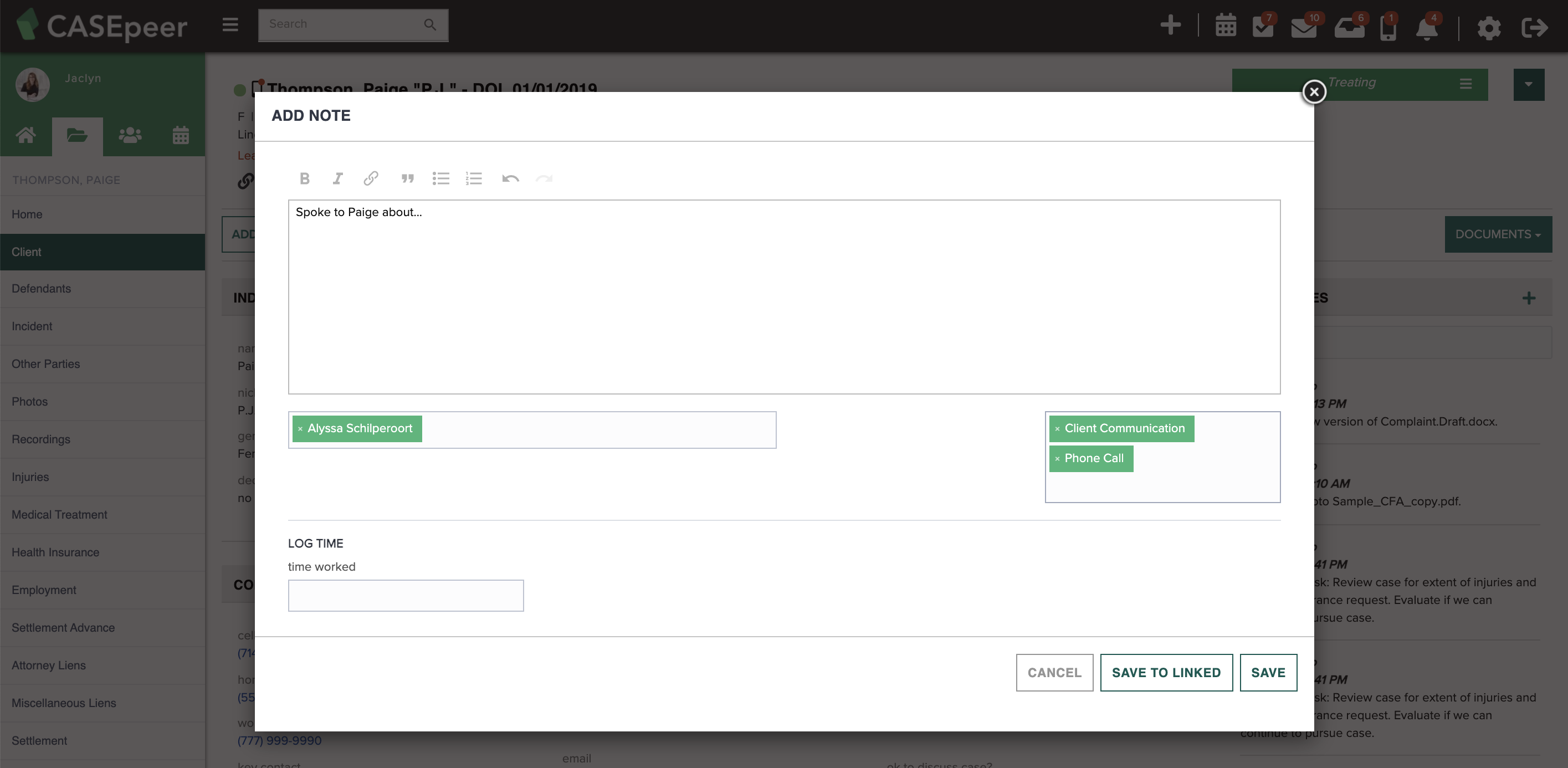 Add a Note in CASEpeer – CASEpeer