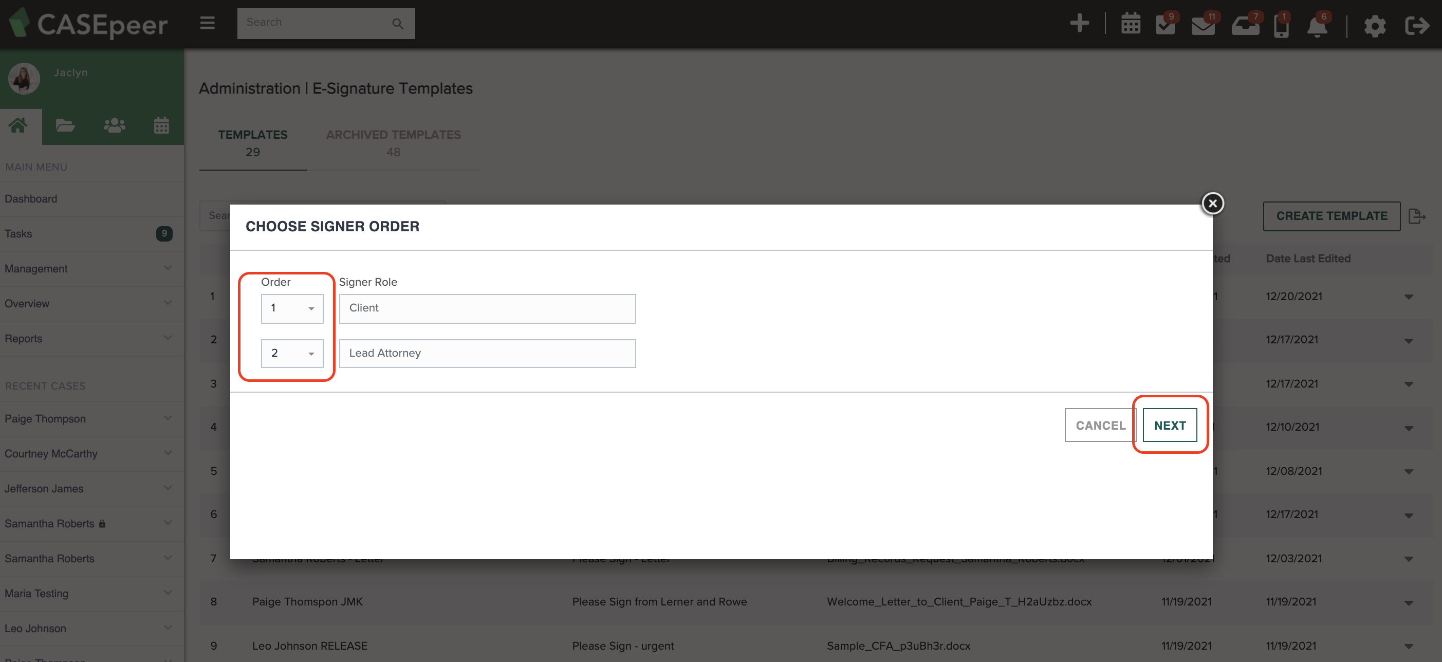 Create an E-Signature Template – CASEpeer