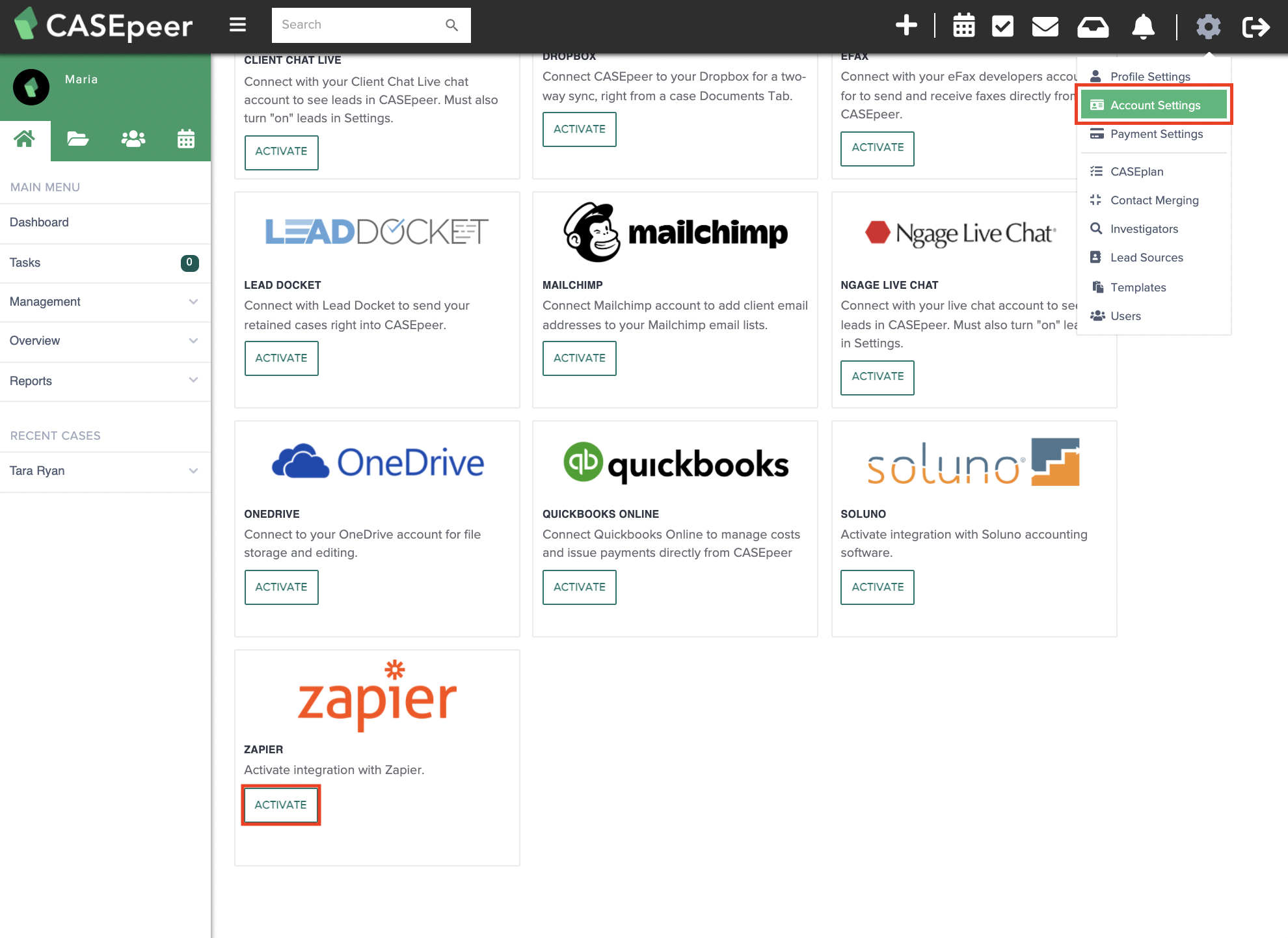 Activate the Zapier Integration – CASEpeer