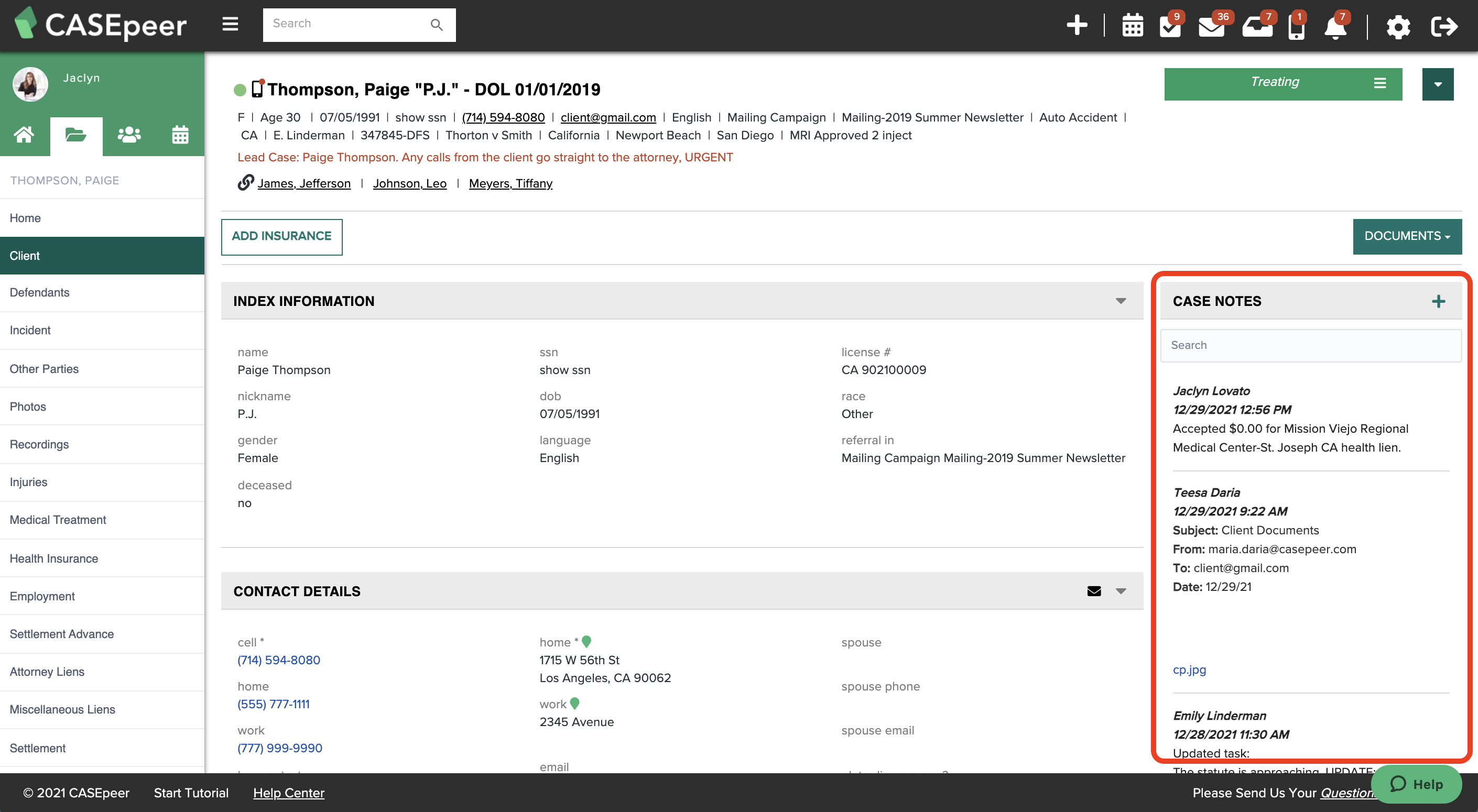 Search Case Notes – CASEpeer