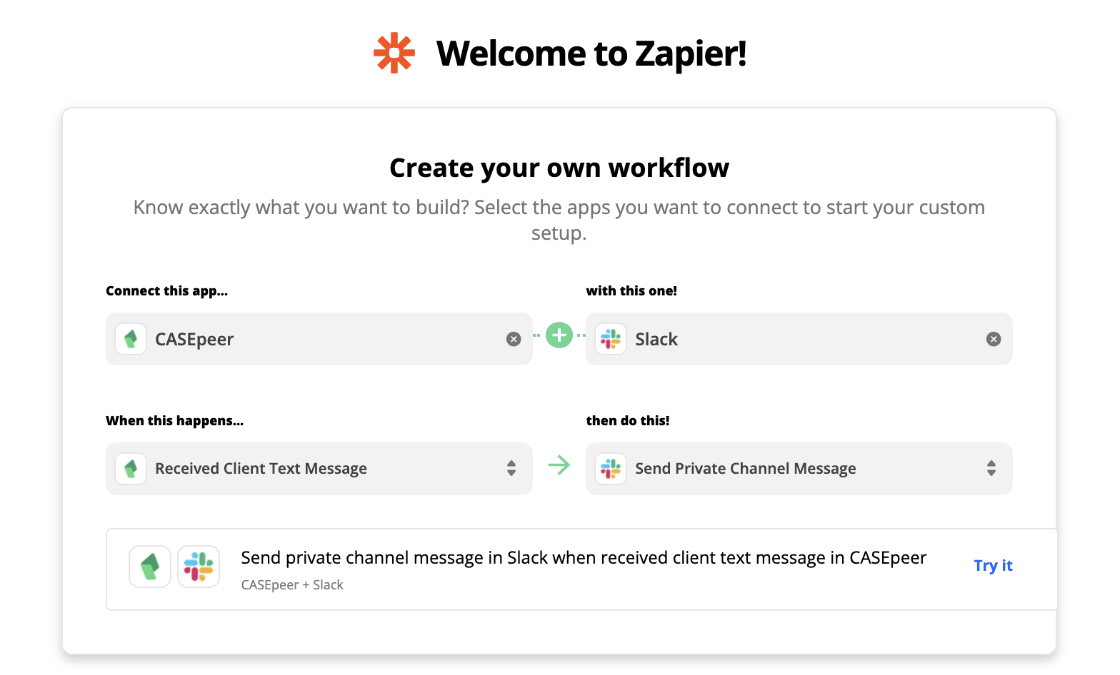 Create a Zap Using the Client Text Message Trigger – CASEpeer