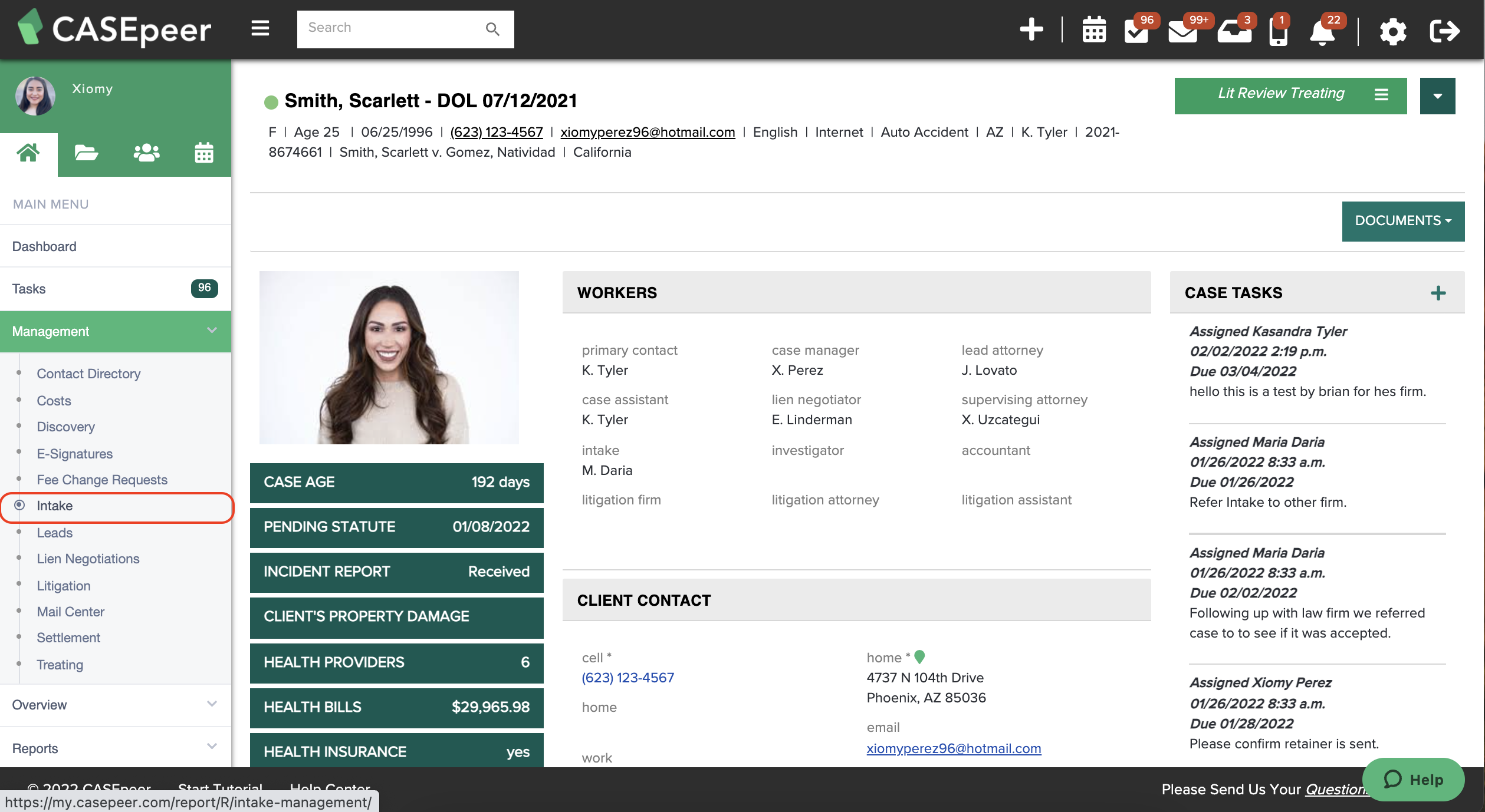 Move a Case From Intake to Signing – CASEpeer