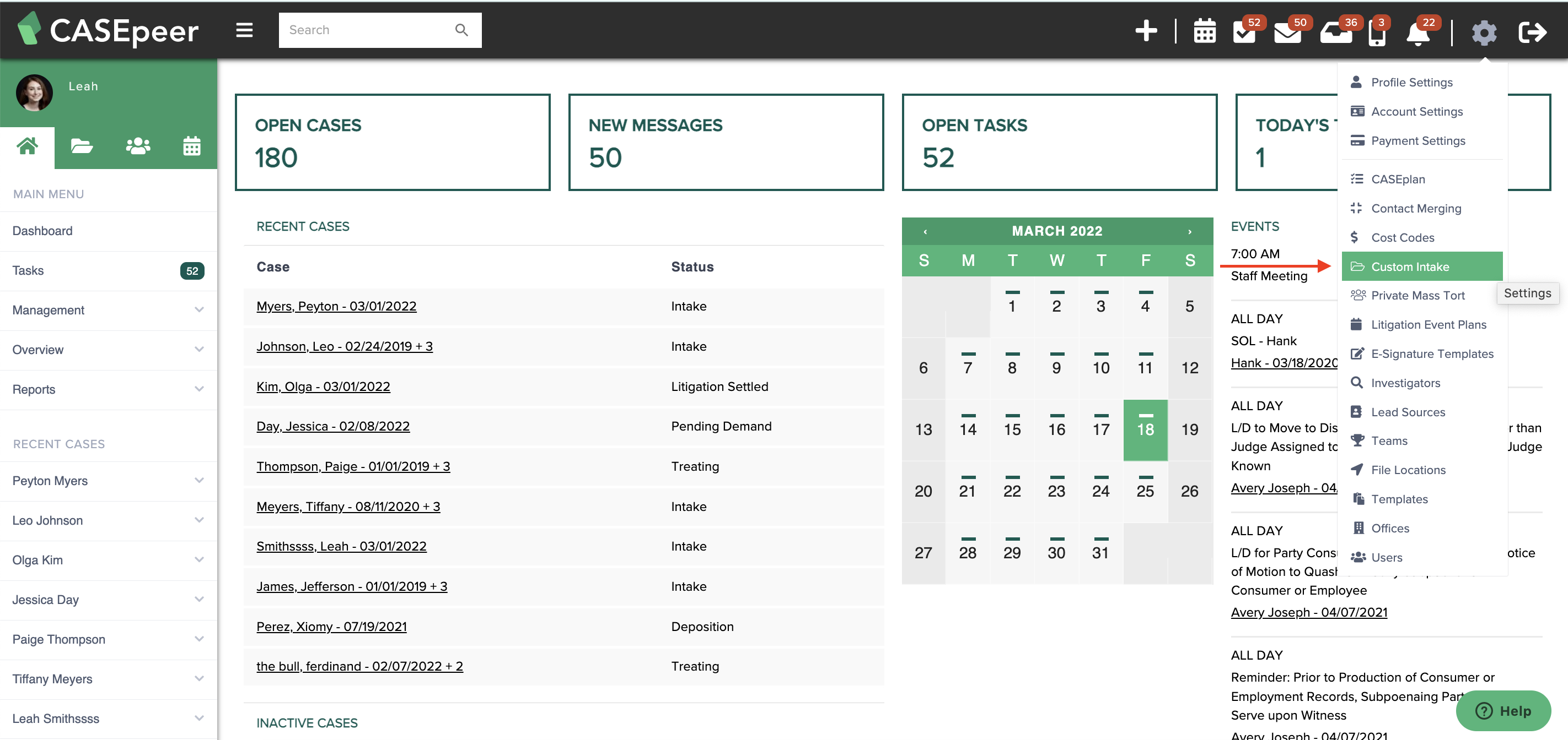 Edit Custom Intake Forms – CASEpeer