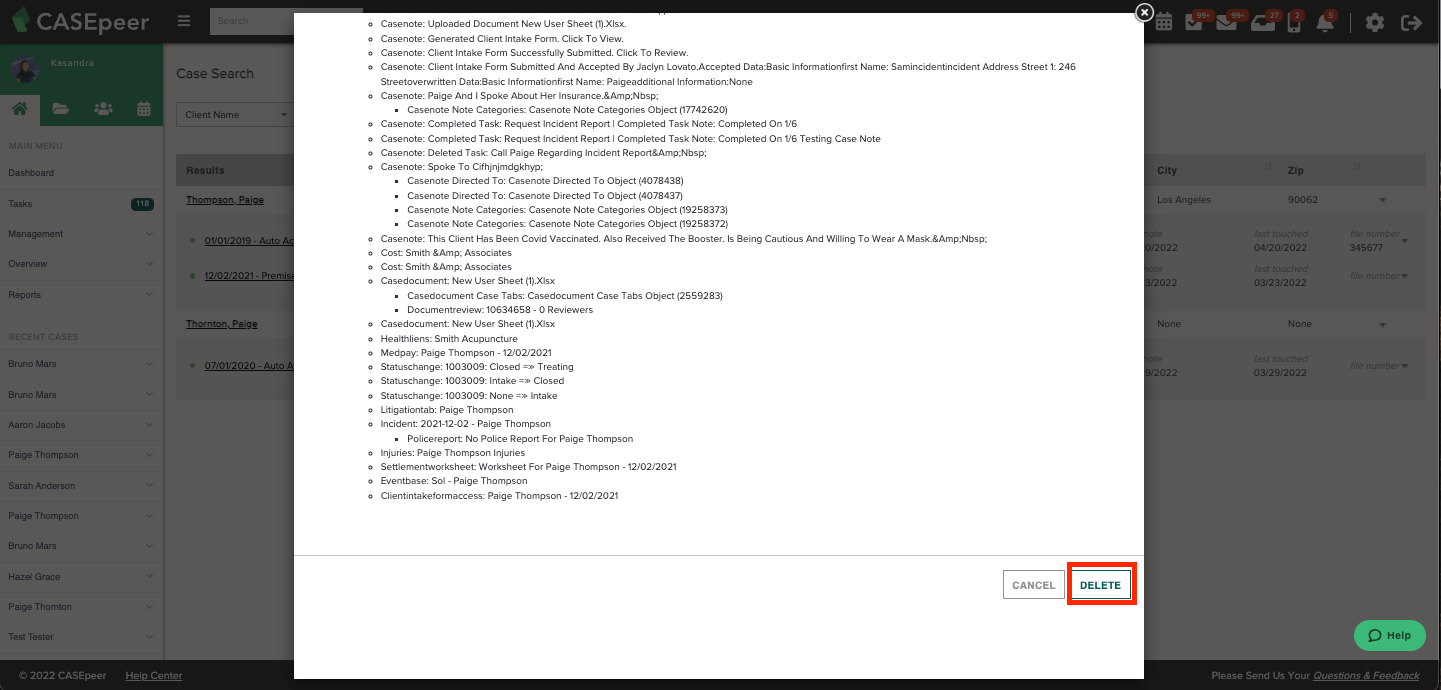 Delete a Case – CASEpeer