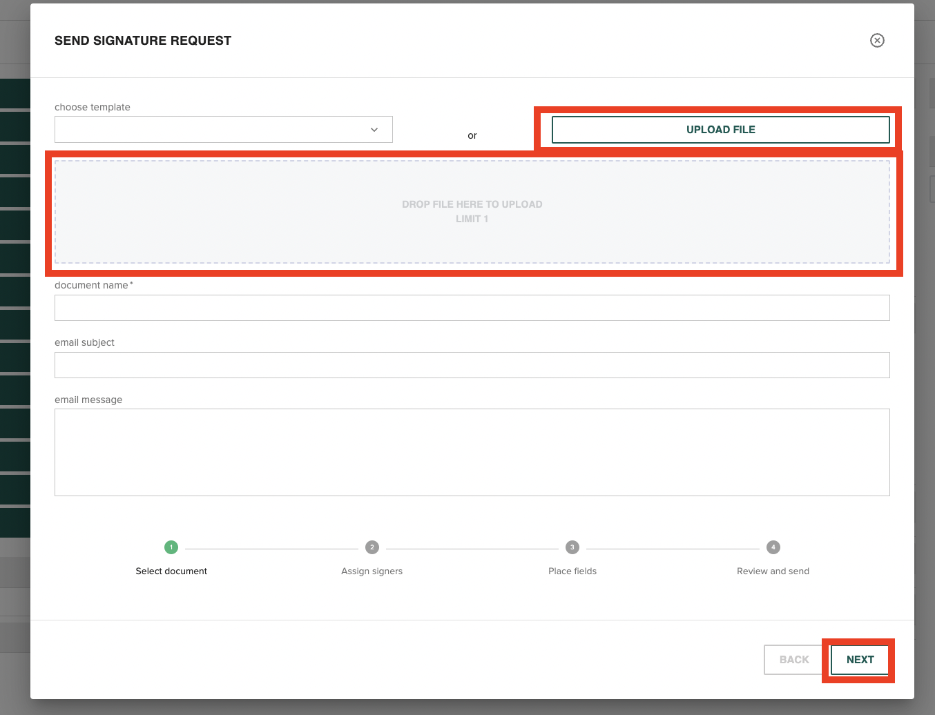 Send Single Use E-Signature Document – CASEpeer