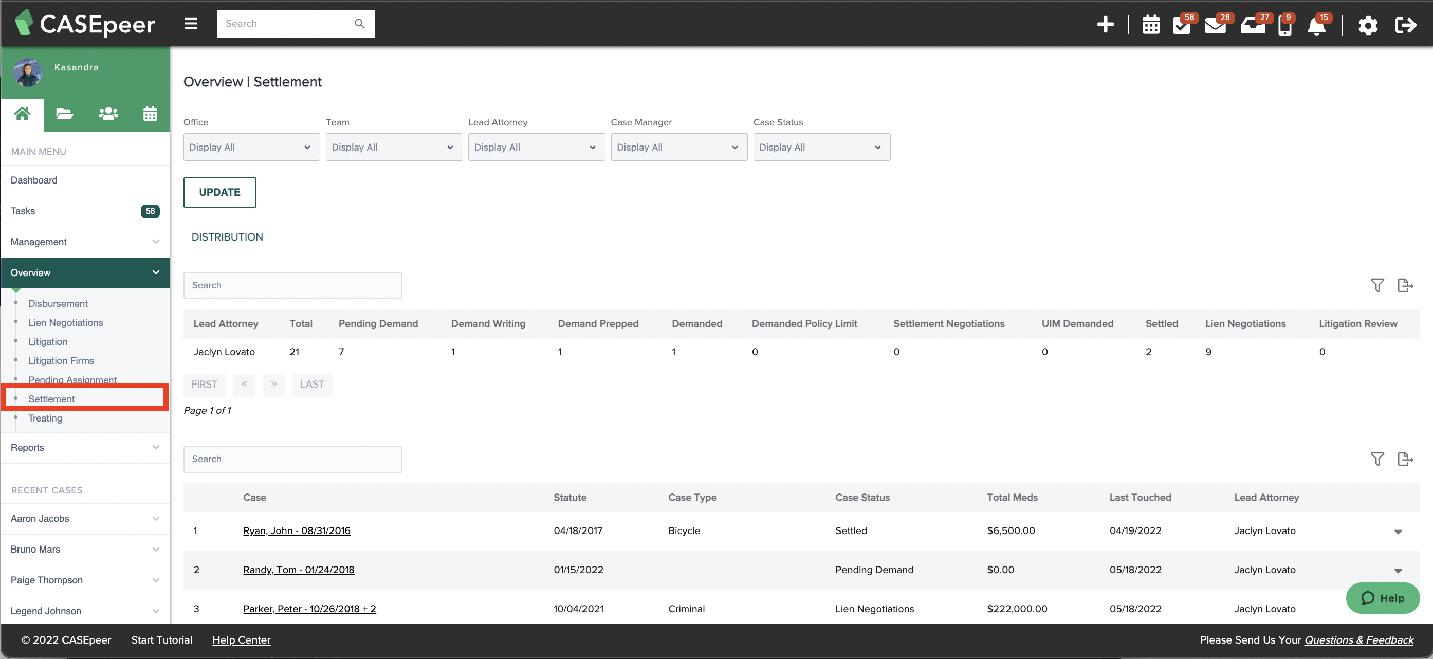 Settlement Overview – CASEpeer