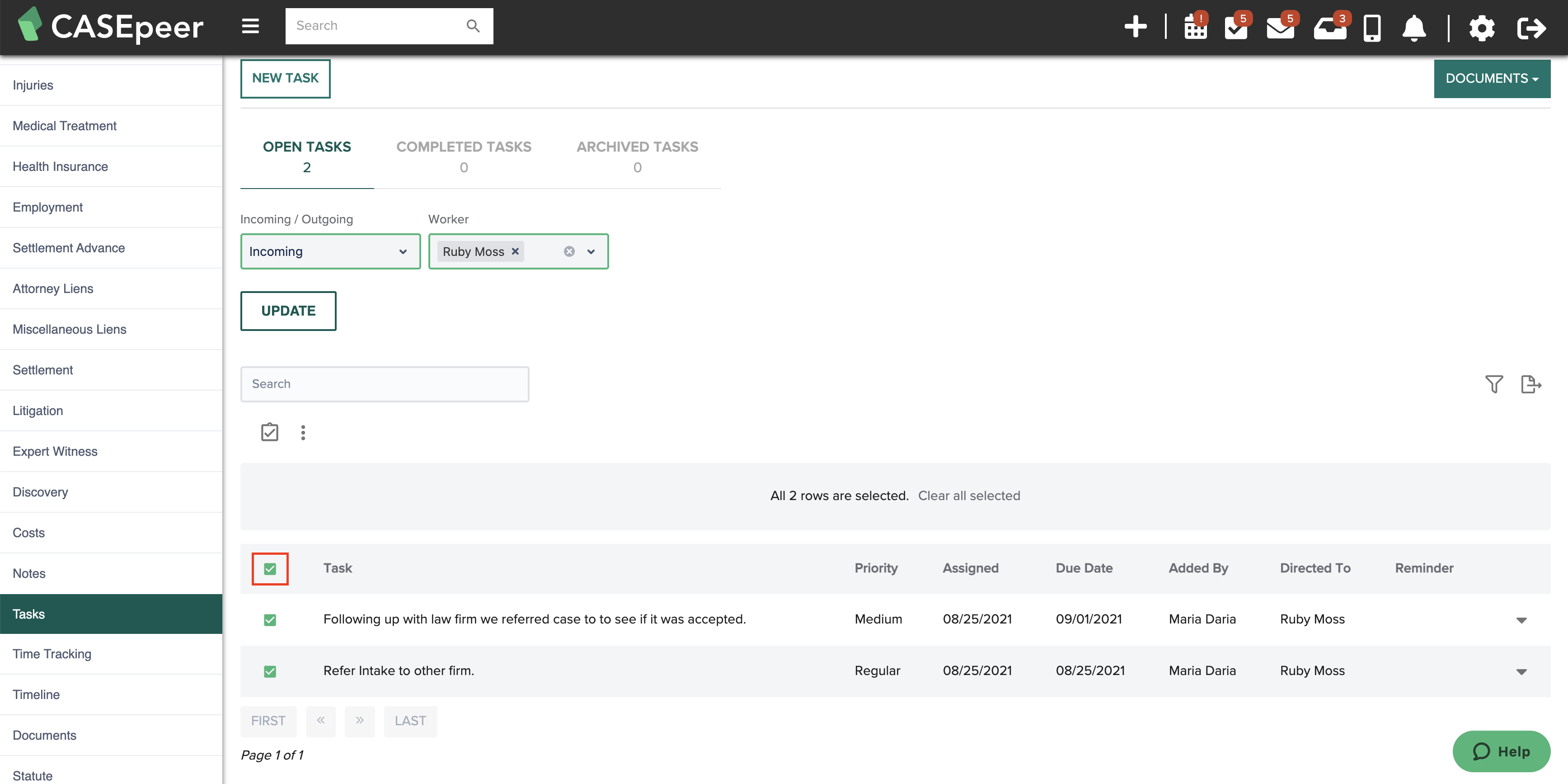 Mass Delete Tasks On A Case CASEpeer