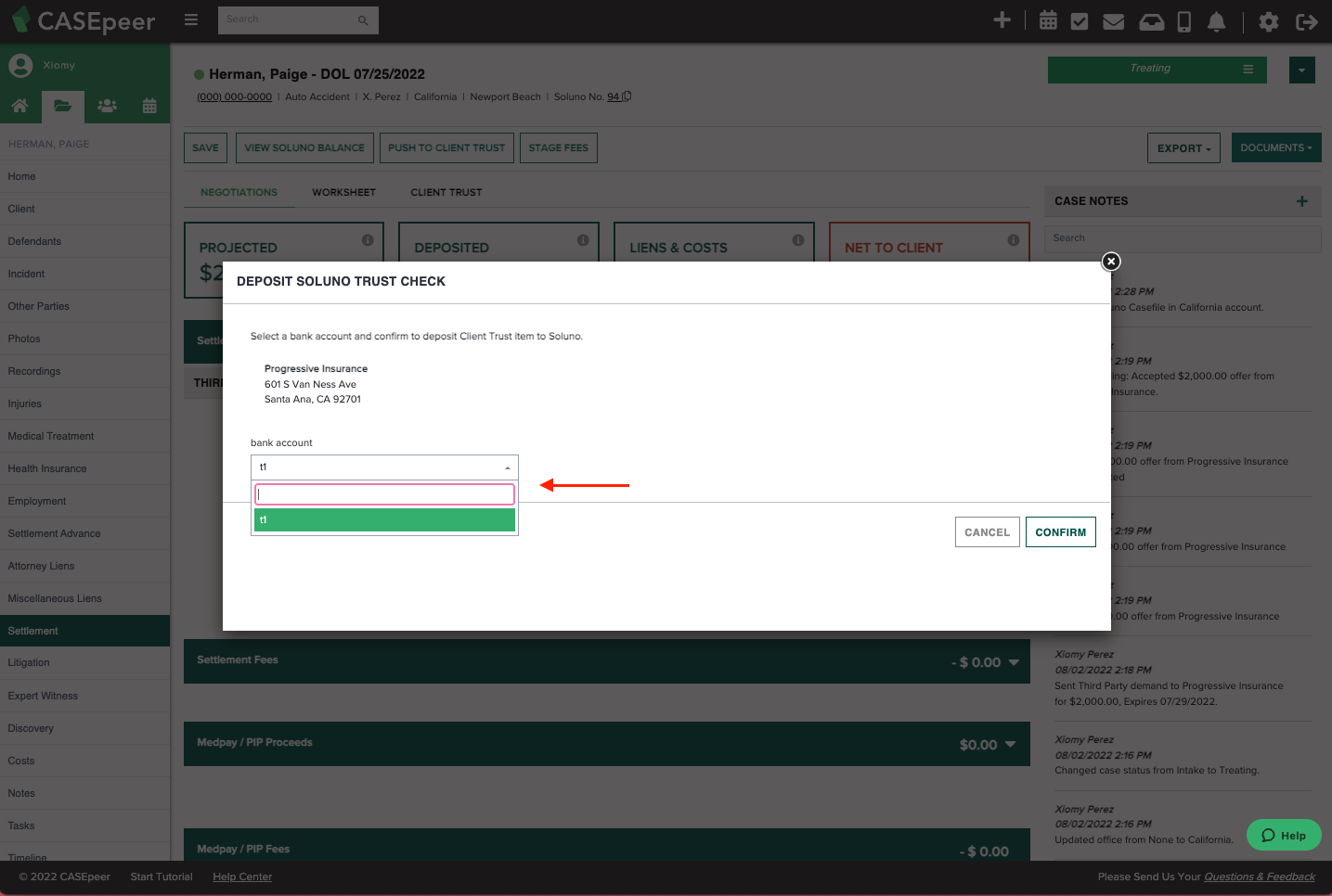 Deposit a Check in Soluno – CASEpeer