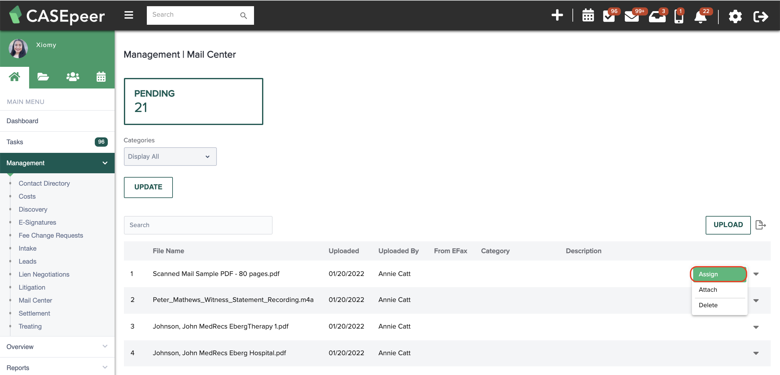 Assign or Attach a Document to a Case – CASEpeer